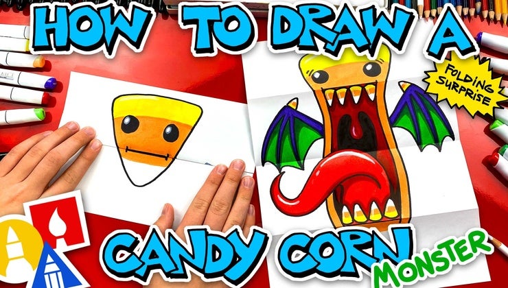 How To Draw A Candy Corn Monster Folding Surprise | Art For Kids Hub