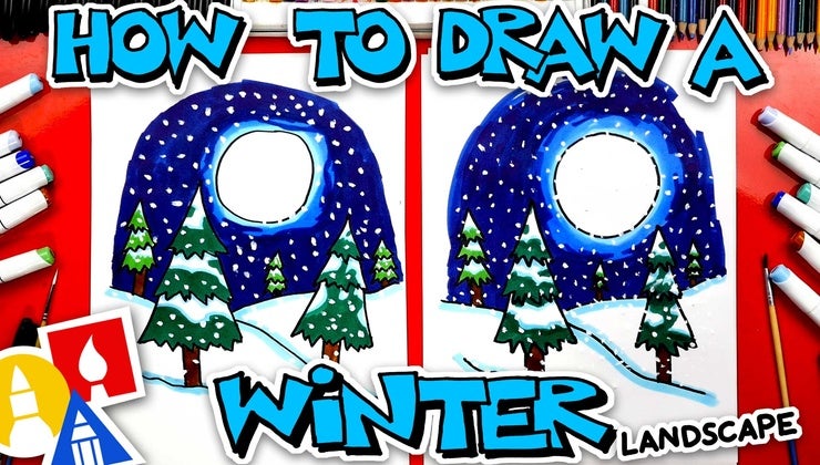 How To Draw Winter Landscape | Art For Kids Hub