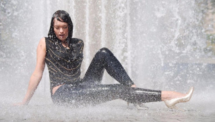 Gorgeous Michelle In A Fountain | MostWam