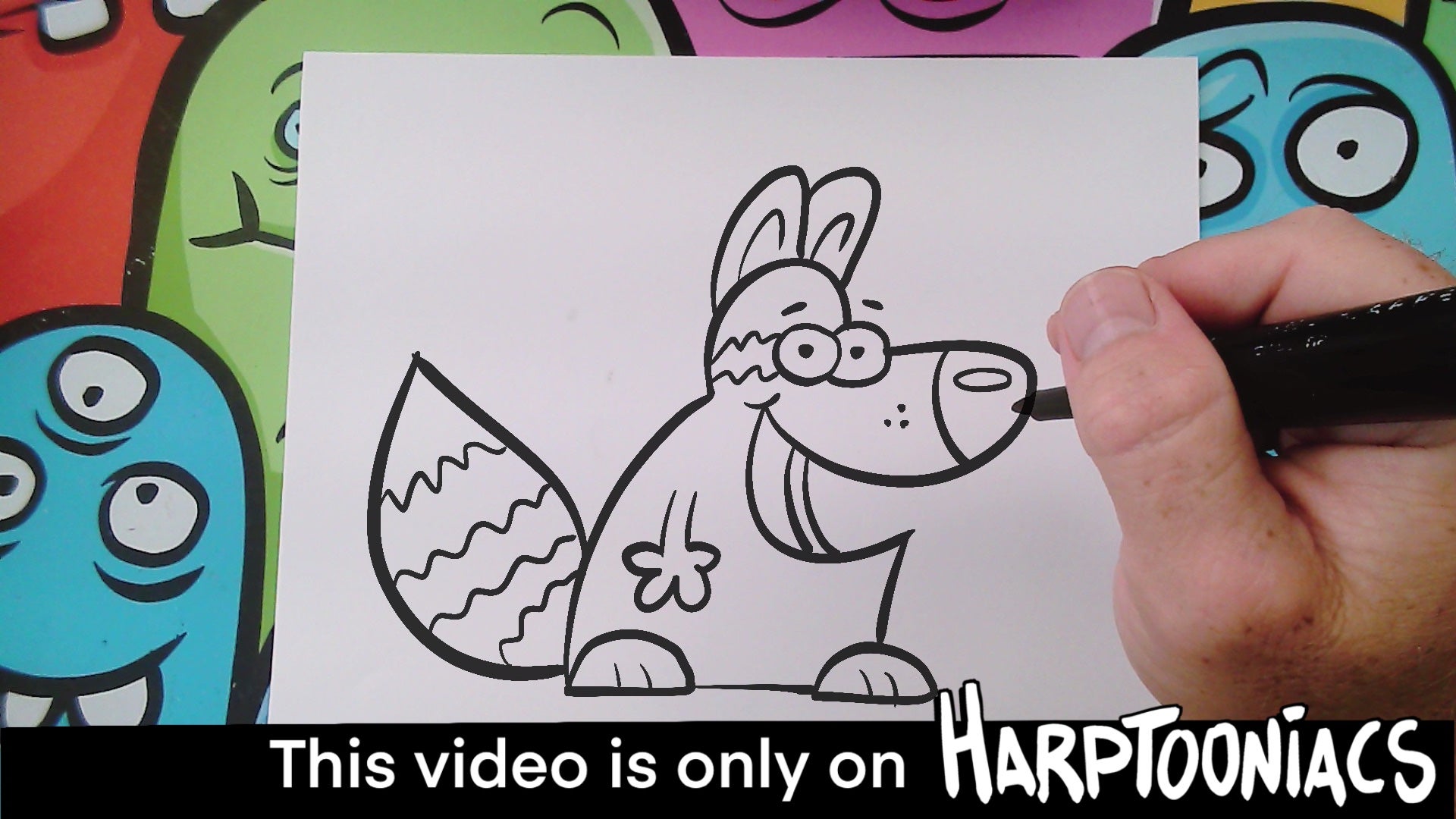 Steve Harpster shows how to draw a raccoon. | Harptooniacs