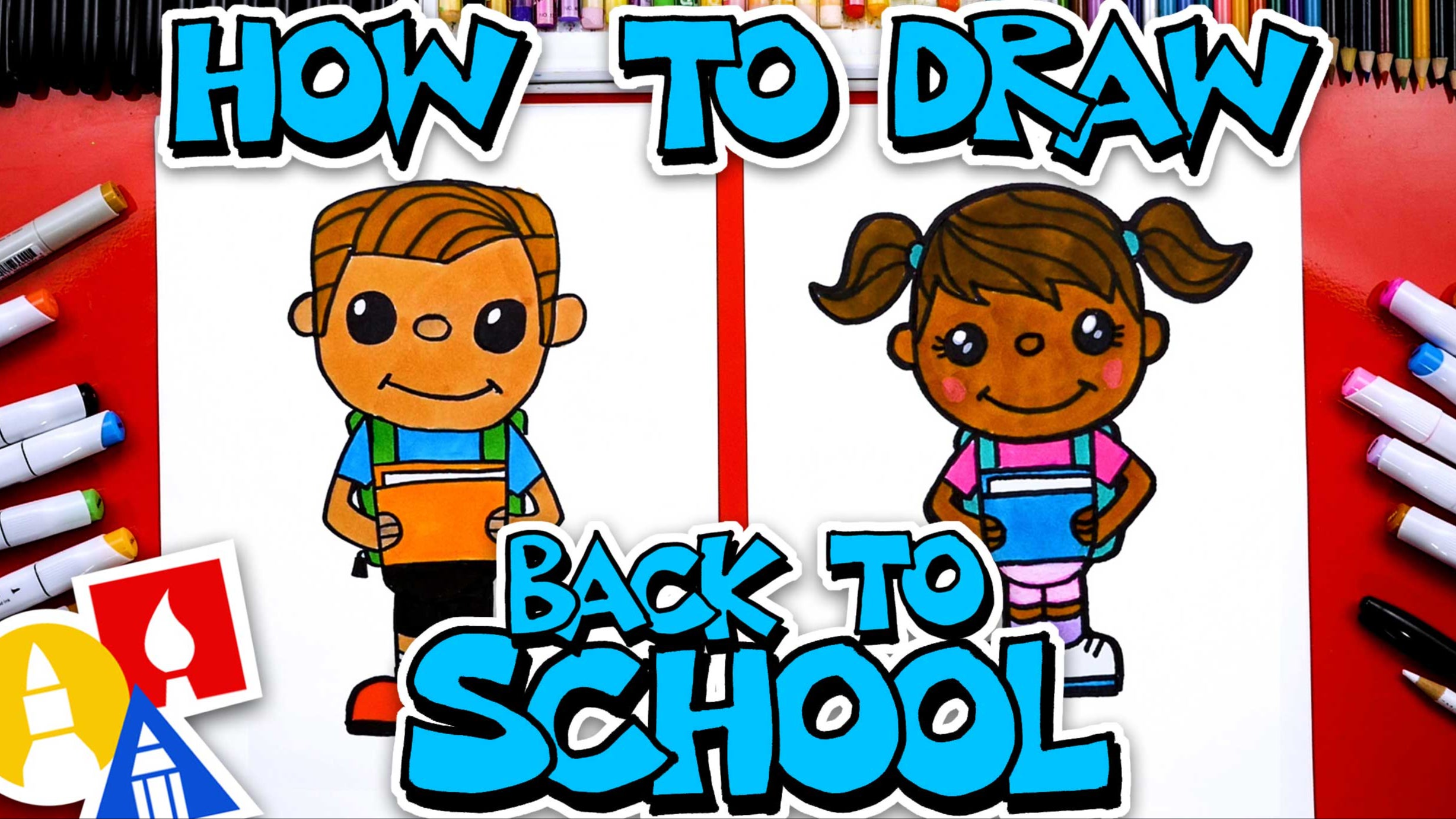 How to draw a Back-To-School Kid | Art For Kids Hub