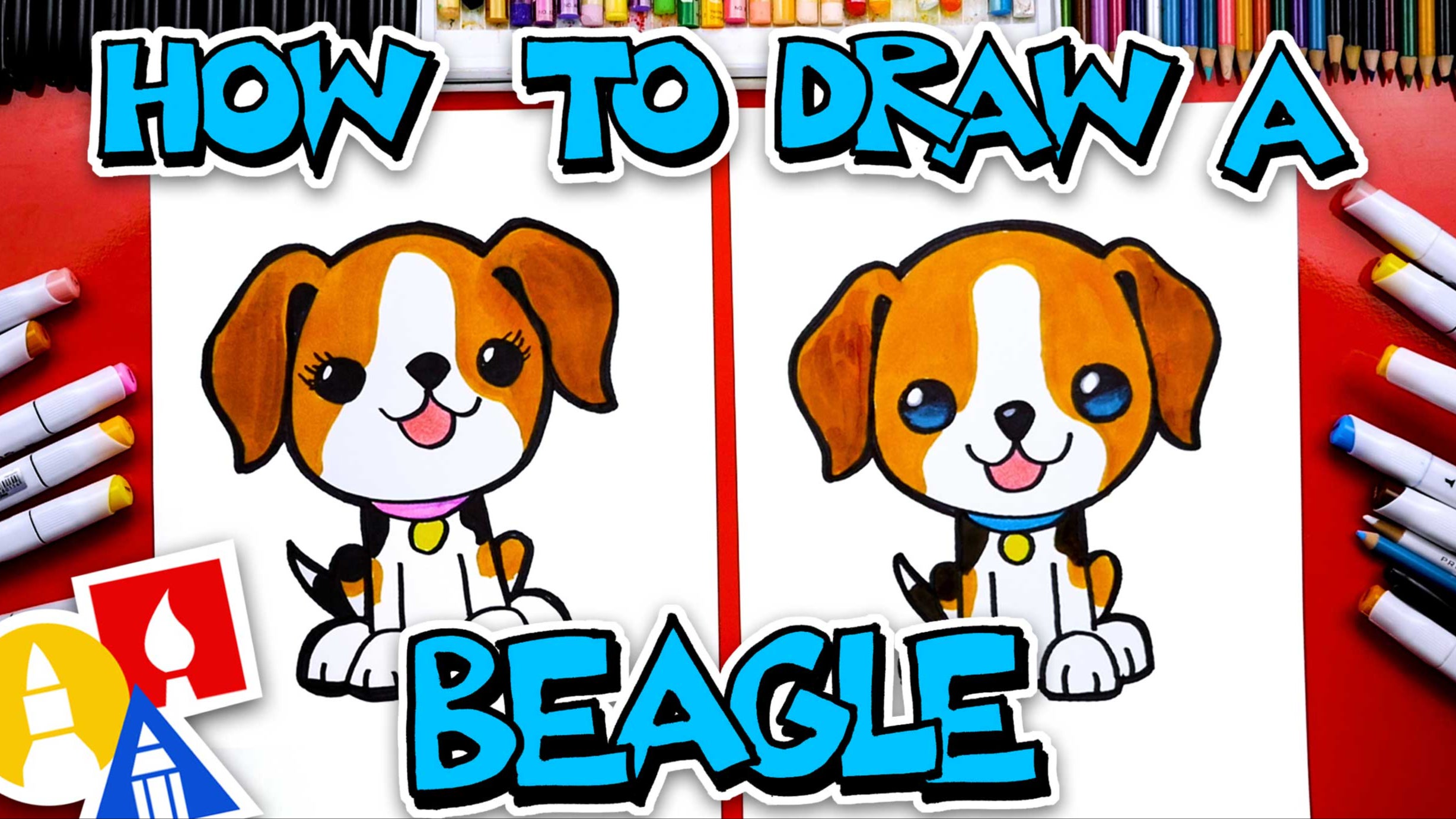 How To Draw A Cute Beagle Cartoon | Art For Kids Hub