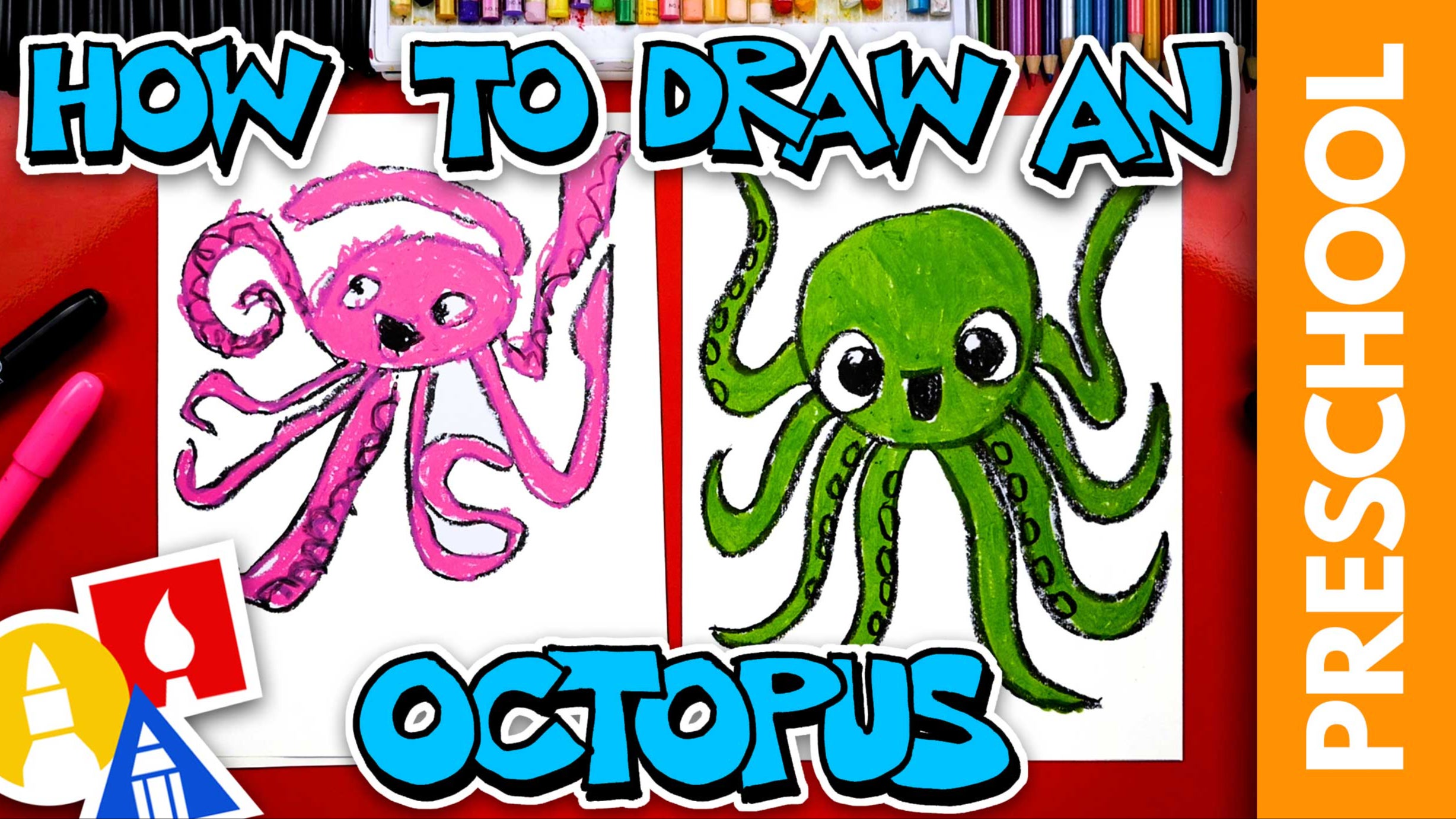 How To Draw An Octopus - Letter O - Preschool | Art For Kids Hub