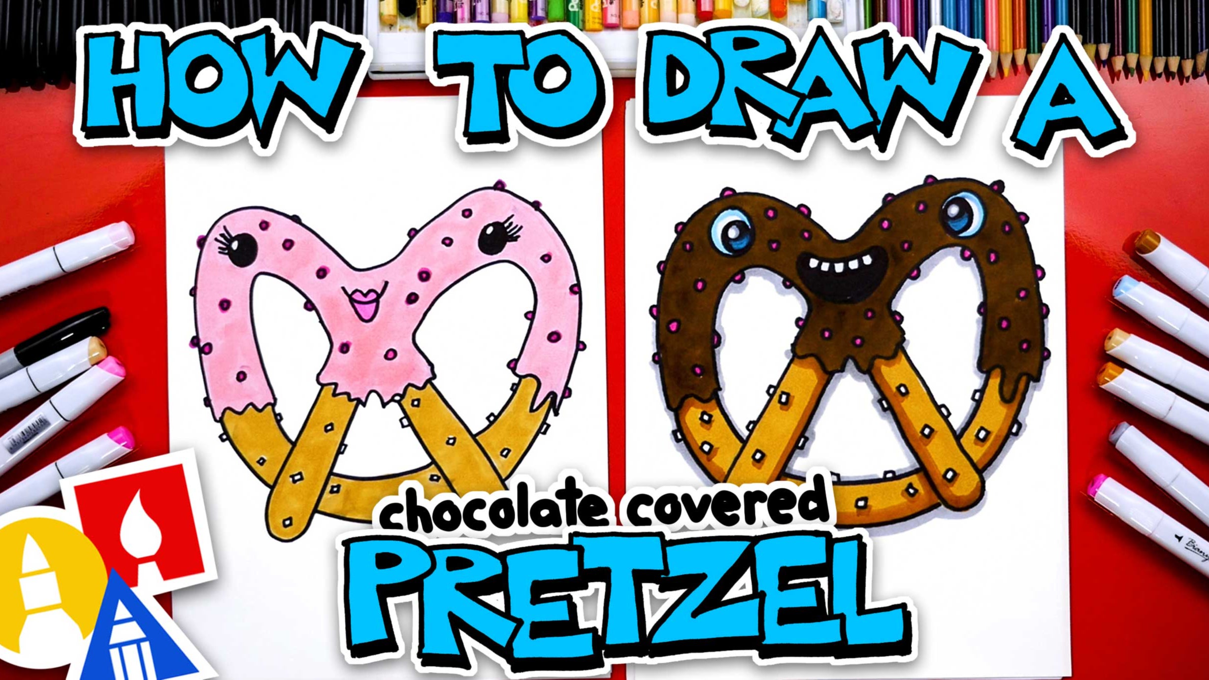 How To Draw A Funny Chocolate-Covered Pretzel | Art For Kids Hub