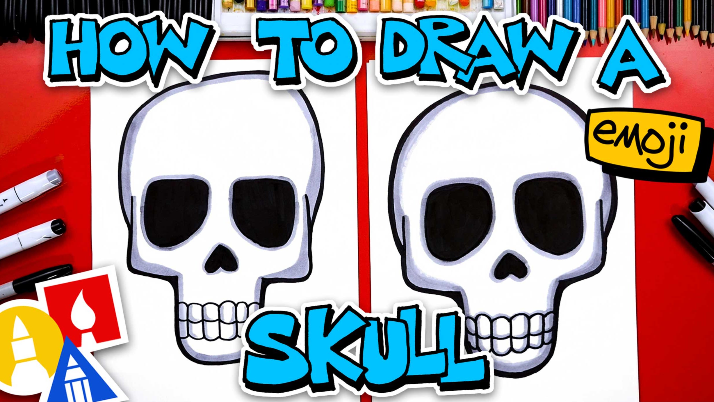 How To Draw A Skull Emoji | Art For Kids Hub