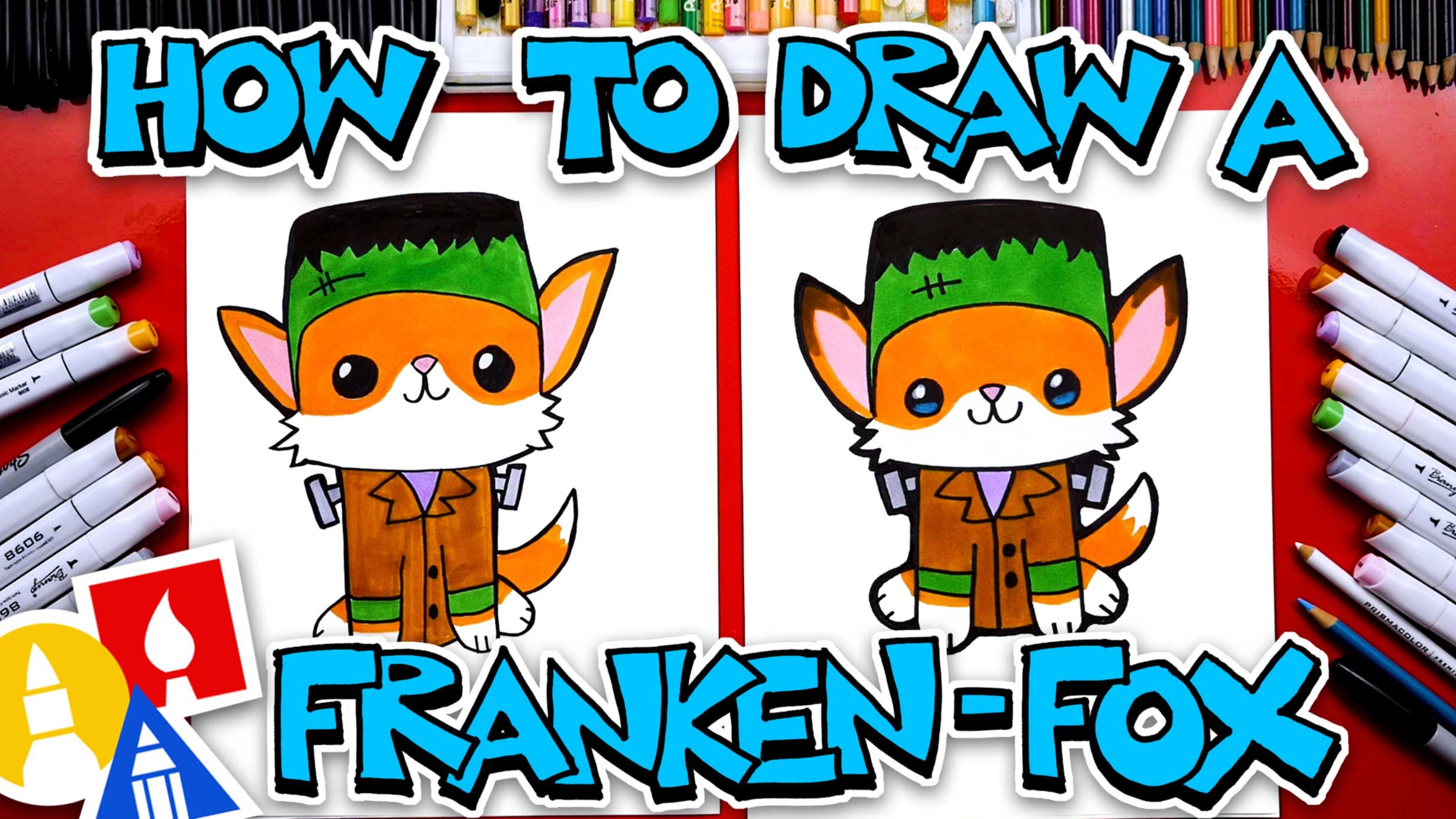 How To Draw A Franken-Fox For Halloween | Art For Kids Hub