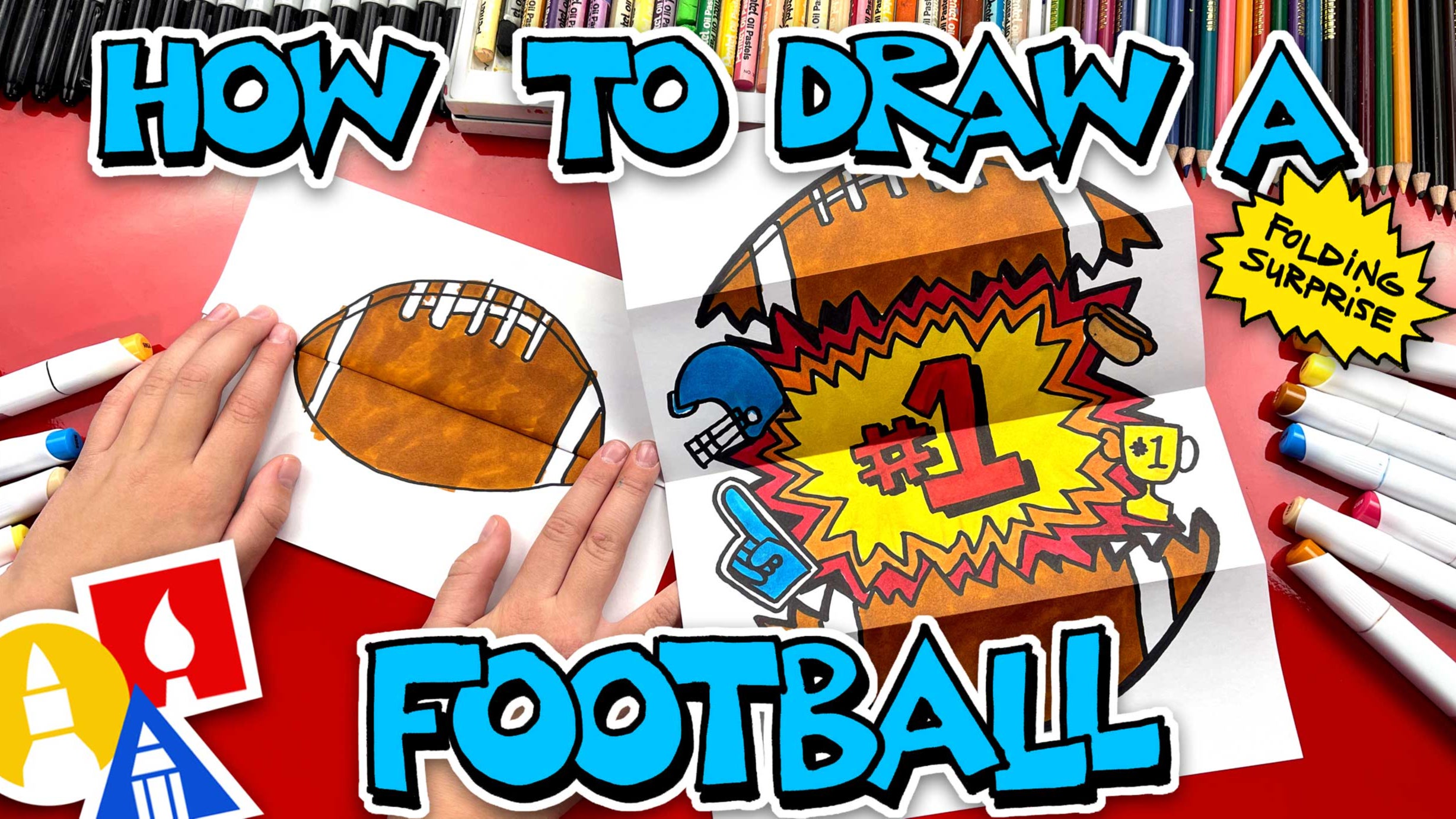 How To Draw A Football Folding Surprise | Art For Kids Hub