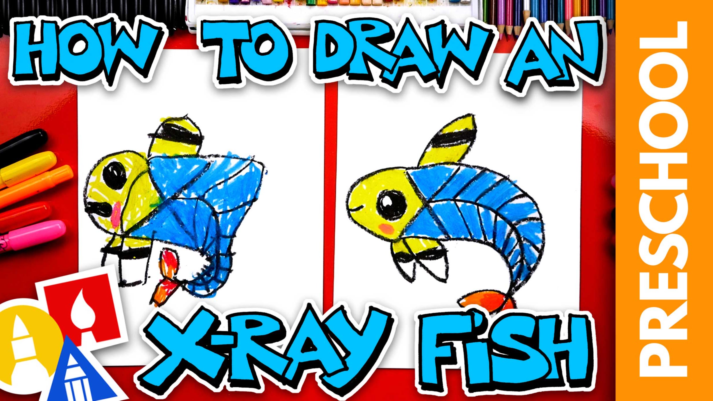 How To Draw An X-Ray Fish - Letter X - Preschool | Art For Kids Hub