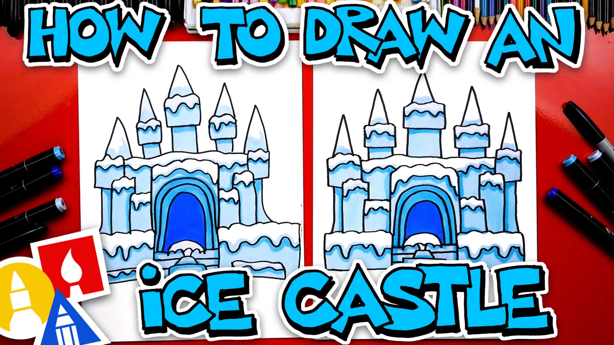 How To Draw An Ice Castle | Art For Kids Hub
