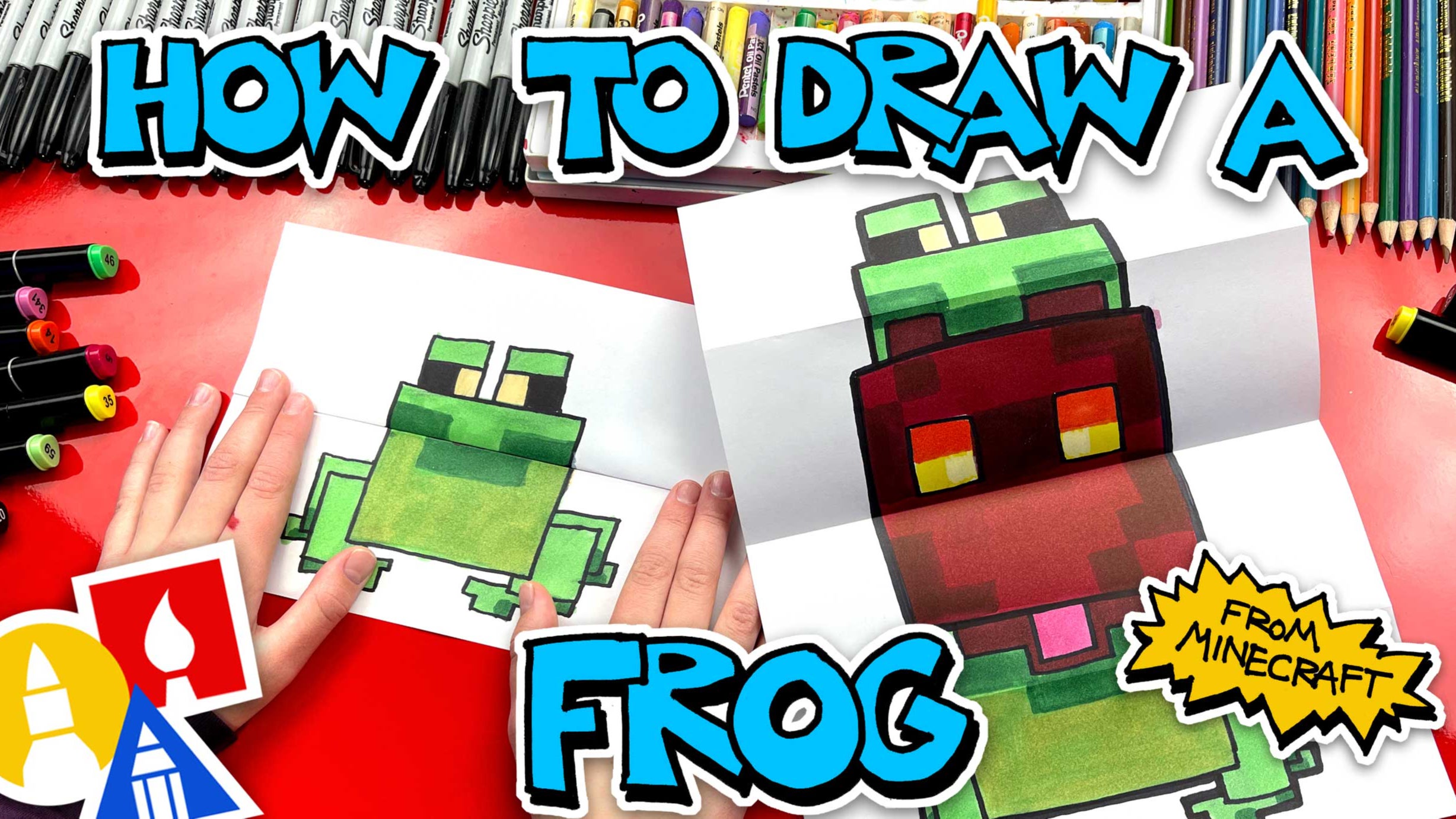 How To Draw A Minecraft Frog Eating A Magma Cube | Art For Kids Hub