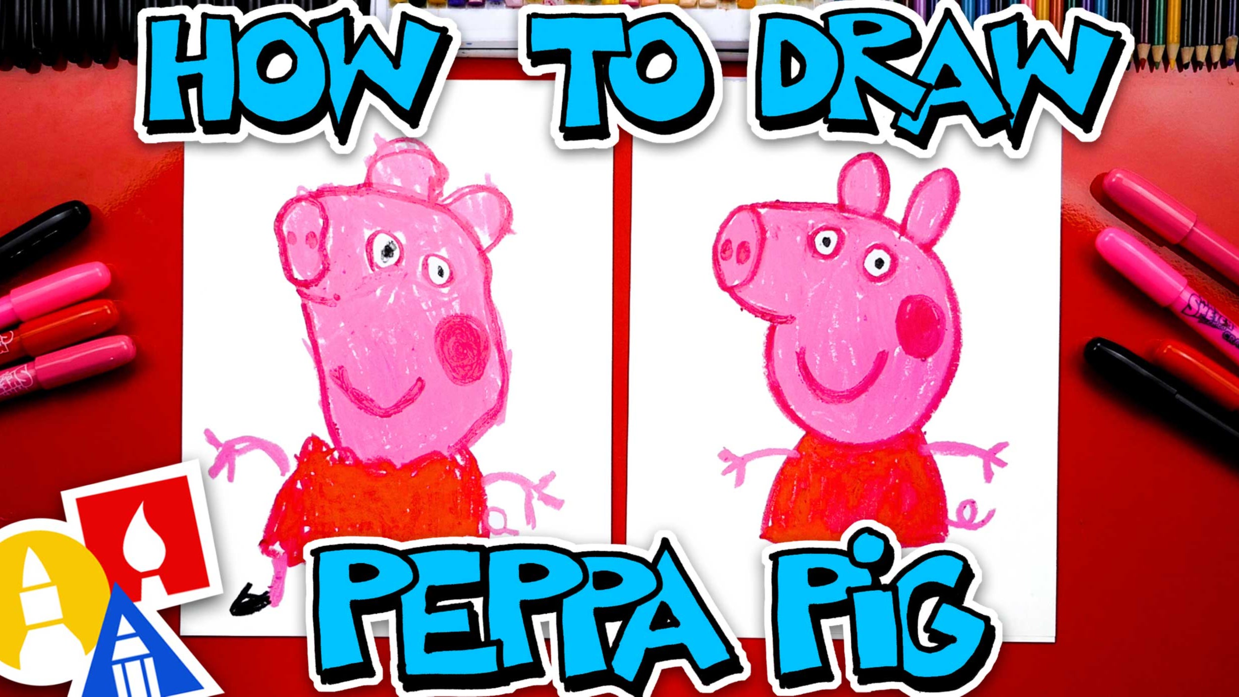 How To Draw Peppa Pig - Preschool | Art For Kids Hub