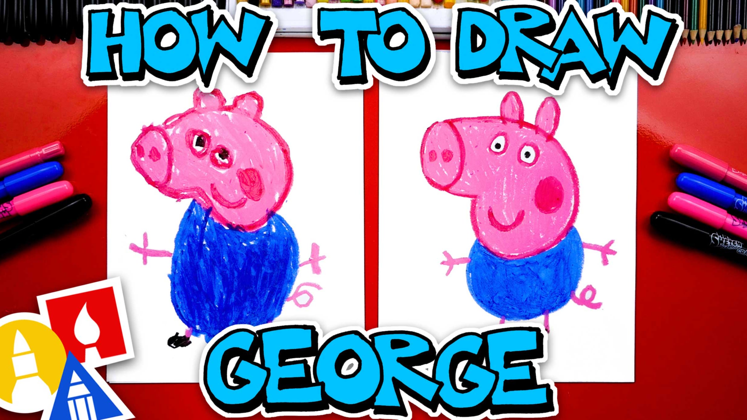 How To Draw George From Peppa Pig | Art For Kids Hub
