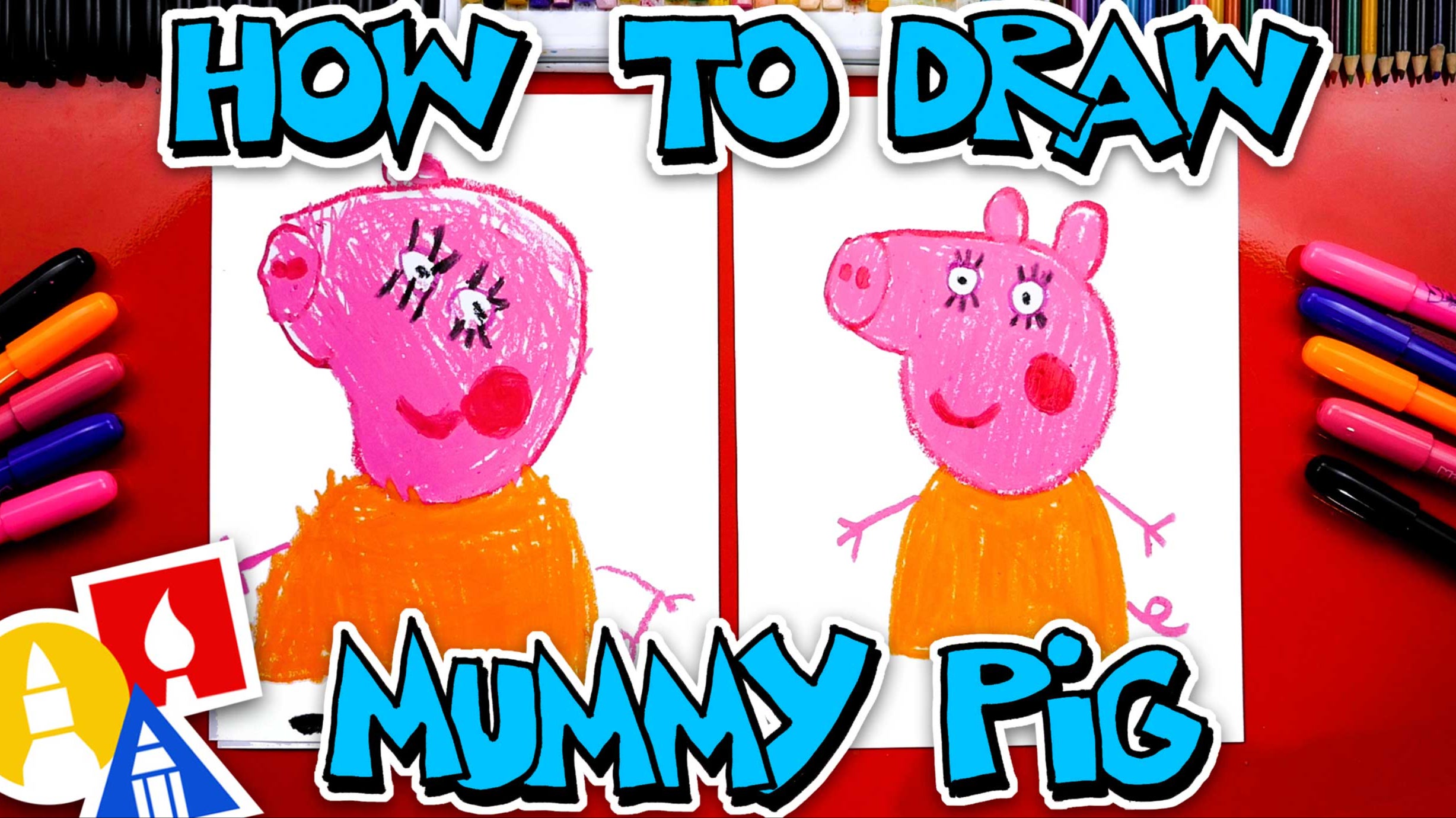 How To Draw Mummy Pig From Peppa Pig | Art For Kids Hub