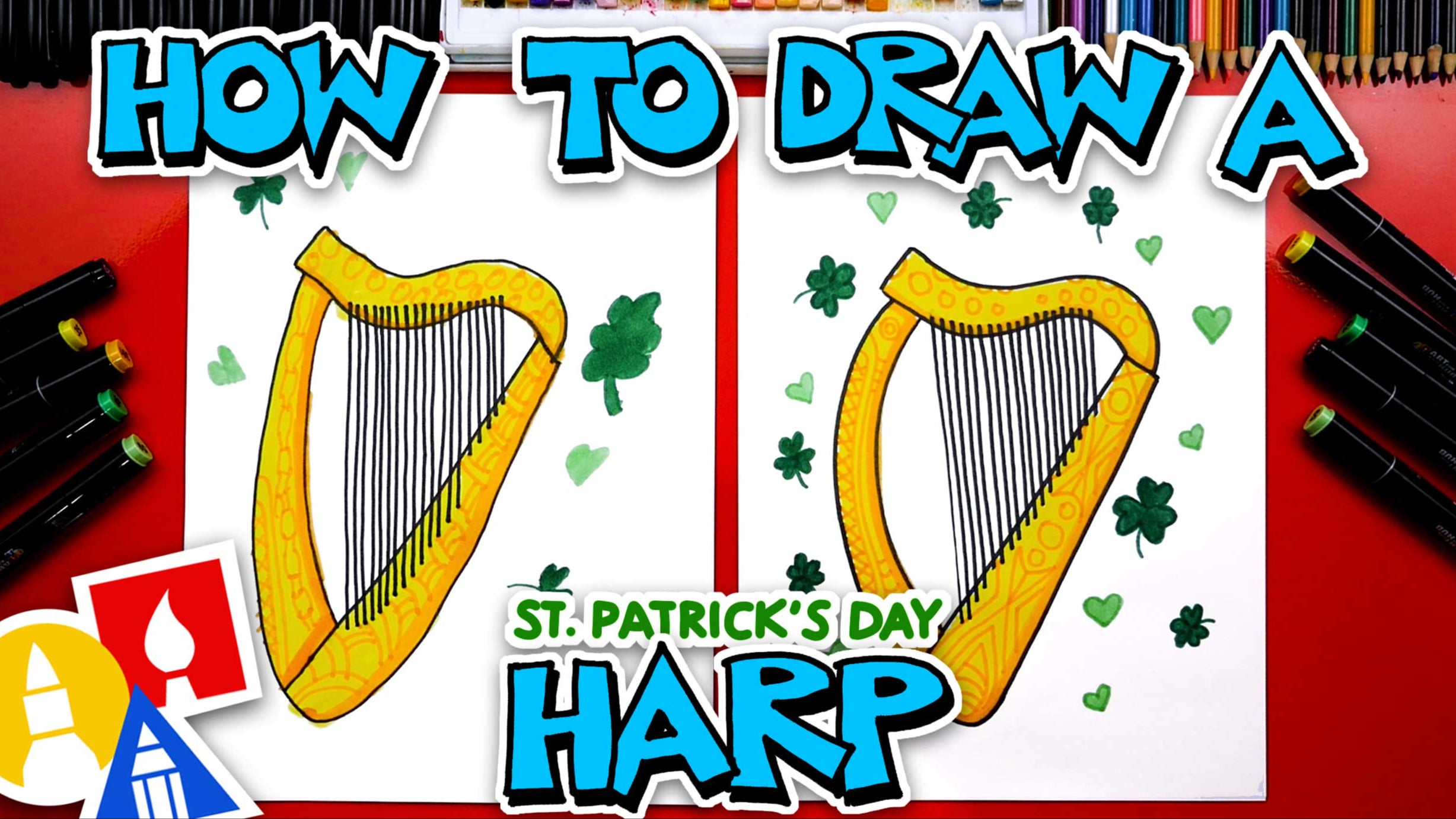 How To Draw A Harp For St. Patrick’s Day | Art For Kids Hub