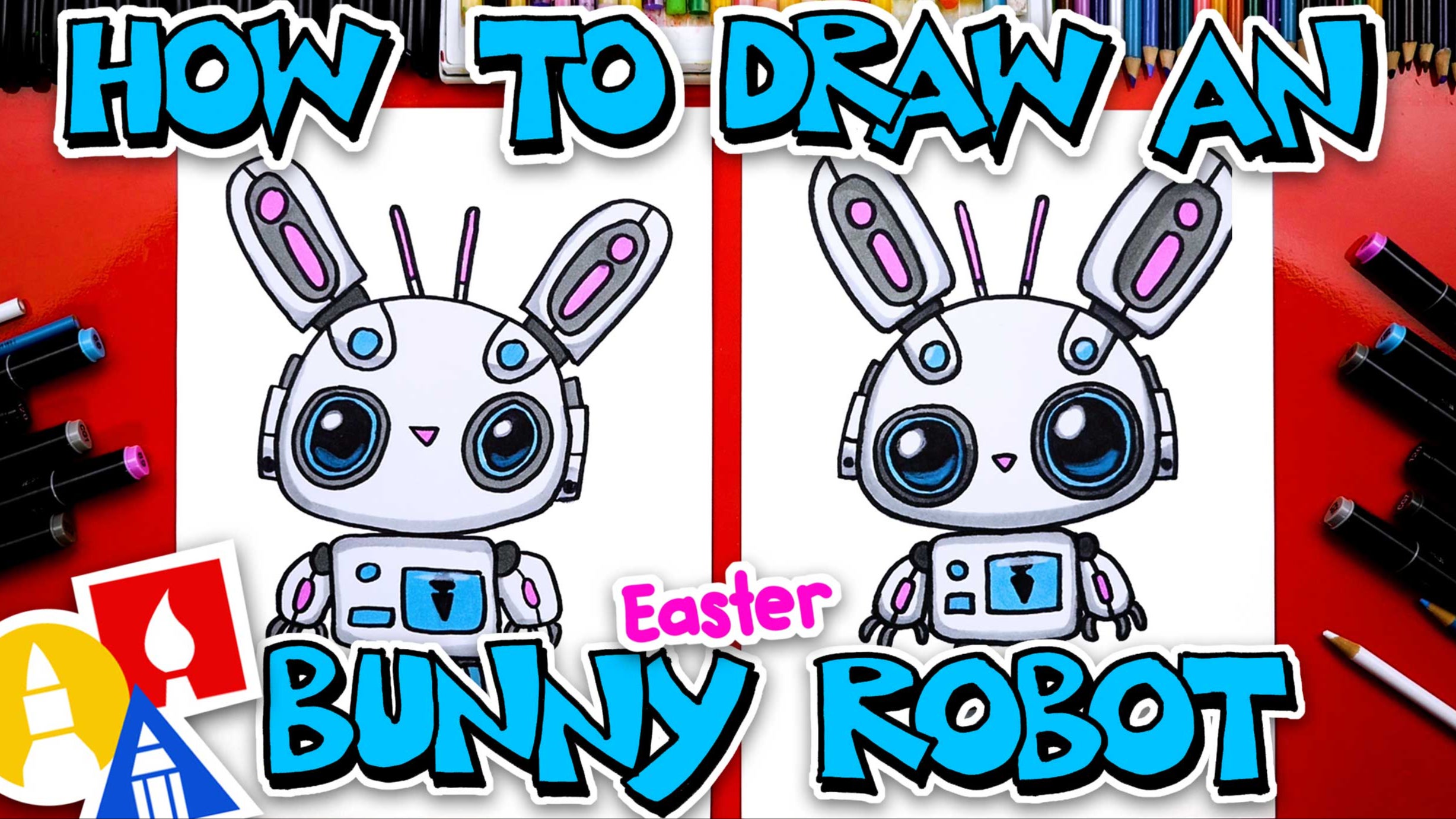 How To Draw An Easter Bunny Robot | Art For Kids Hub