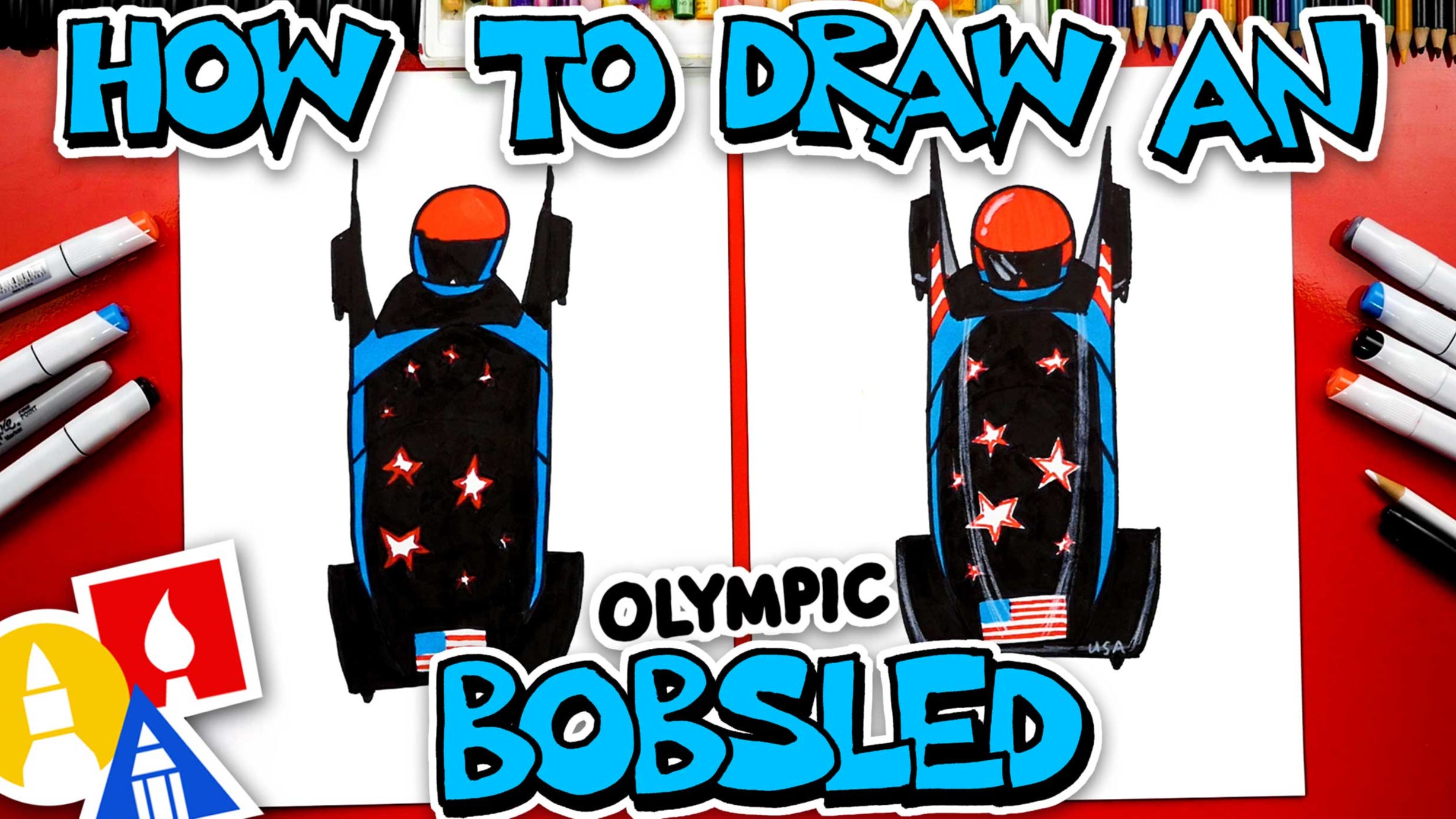 How To Draw An Olympic Bobsled | Art For Kids Hub