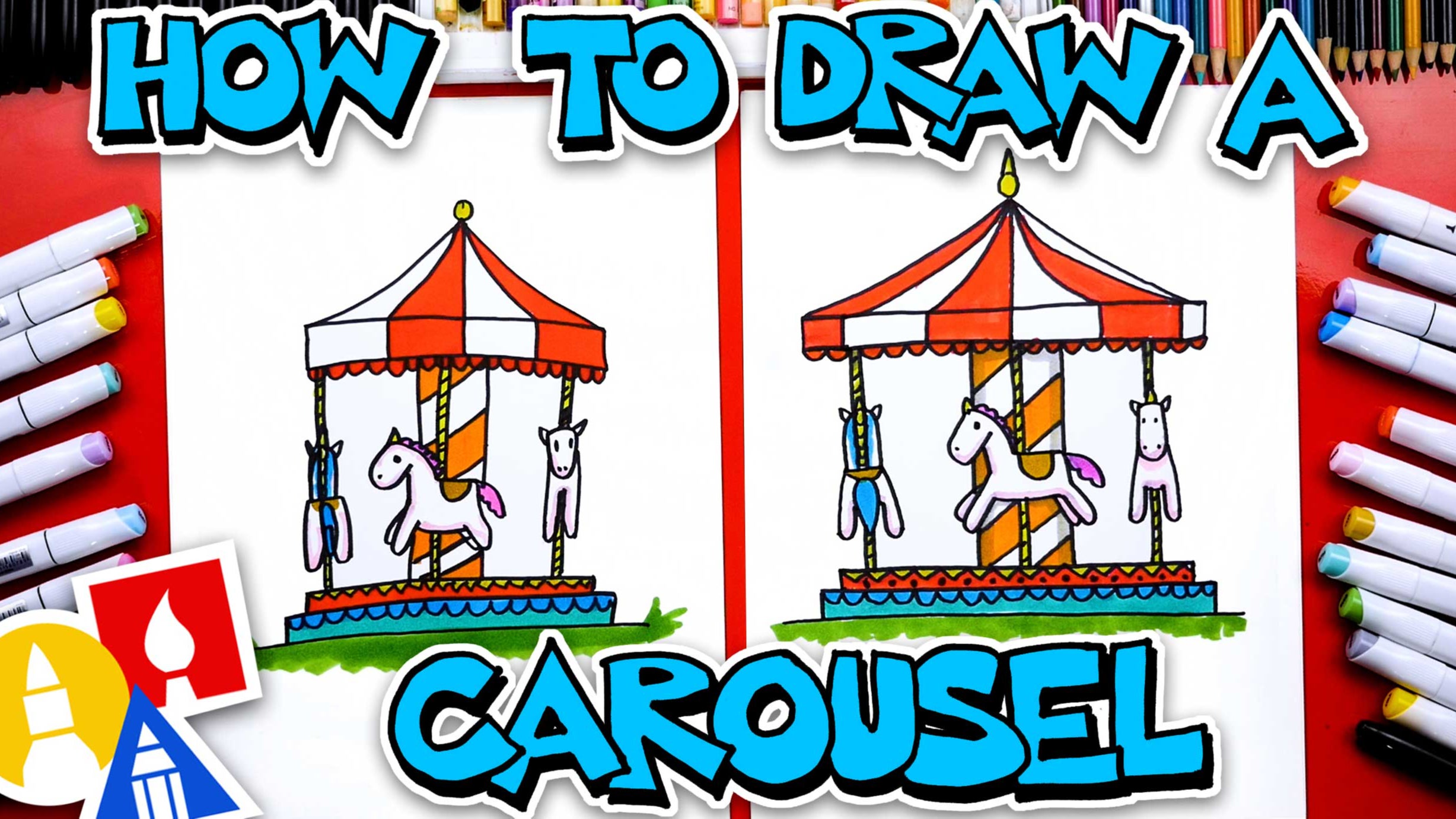How To Draw A Carousel | Art For Kids Hub