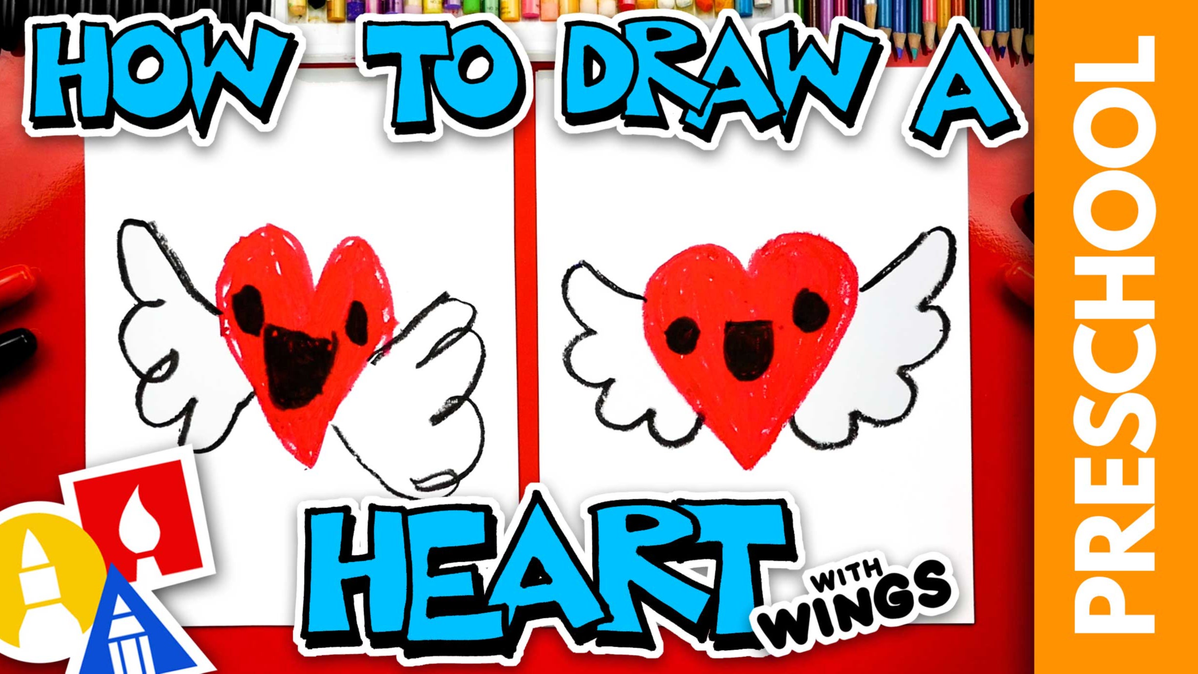 How To Draw A Heart With Wings - Preschool | Art For Kids Hub