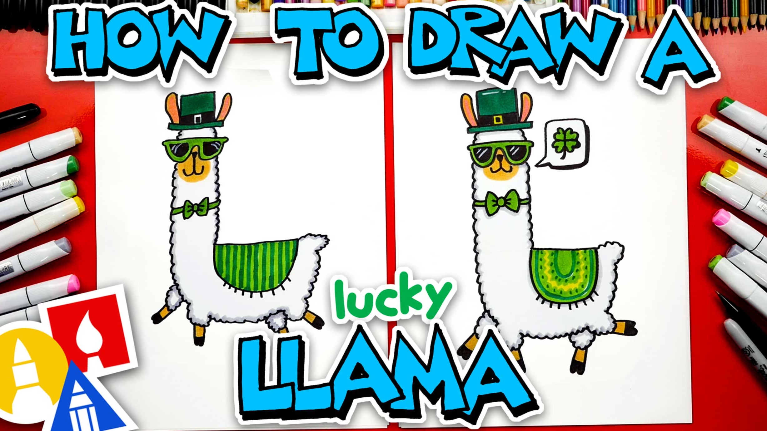 How To Draw A Lucky Llama For St Patricks Day | Art For Kids Hub