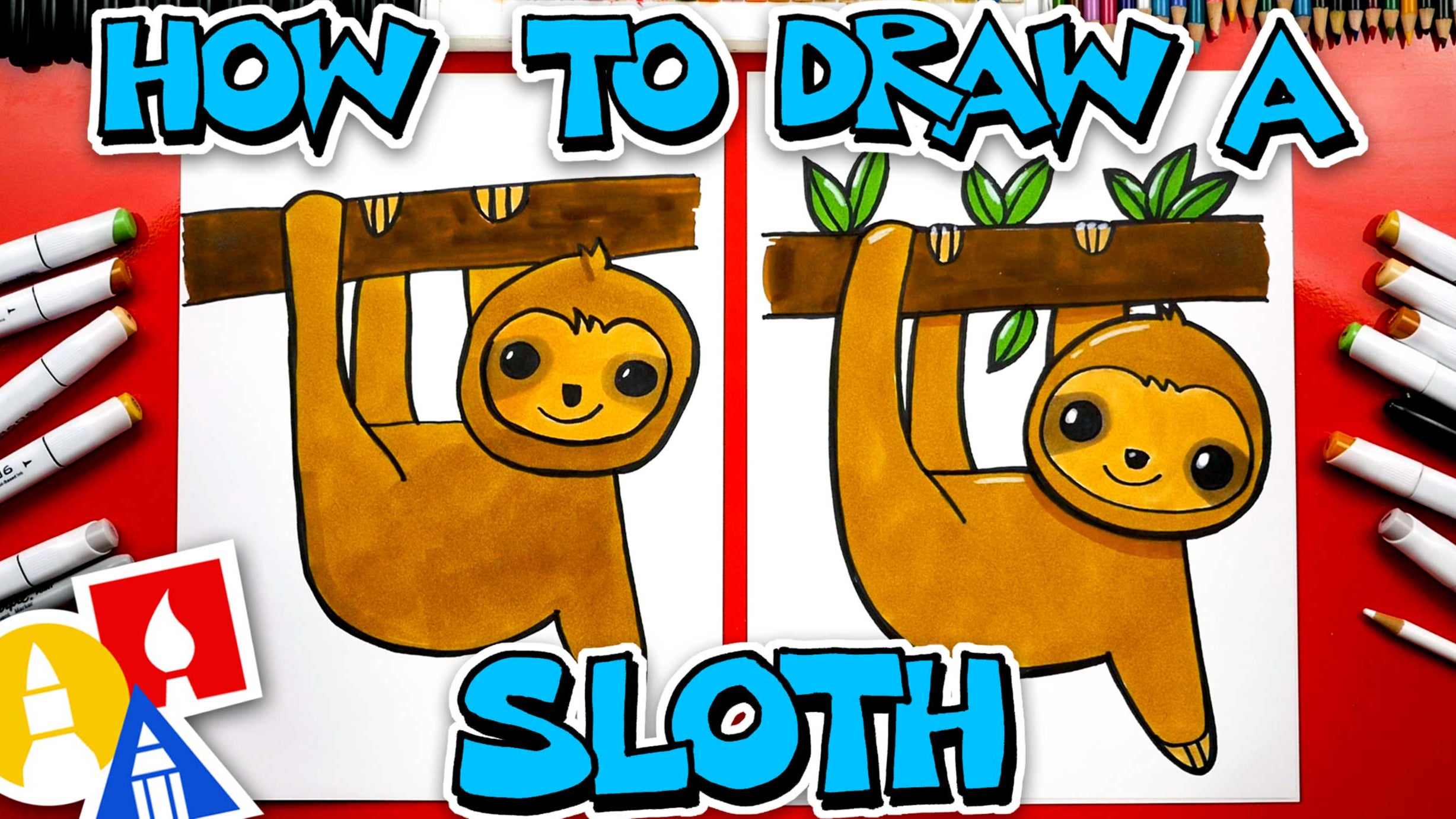 How To Draw A Cute Cartoon Sloth | Art For Kids Hub