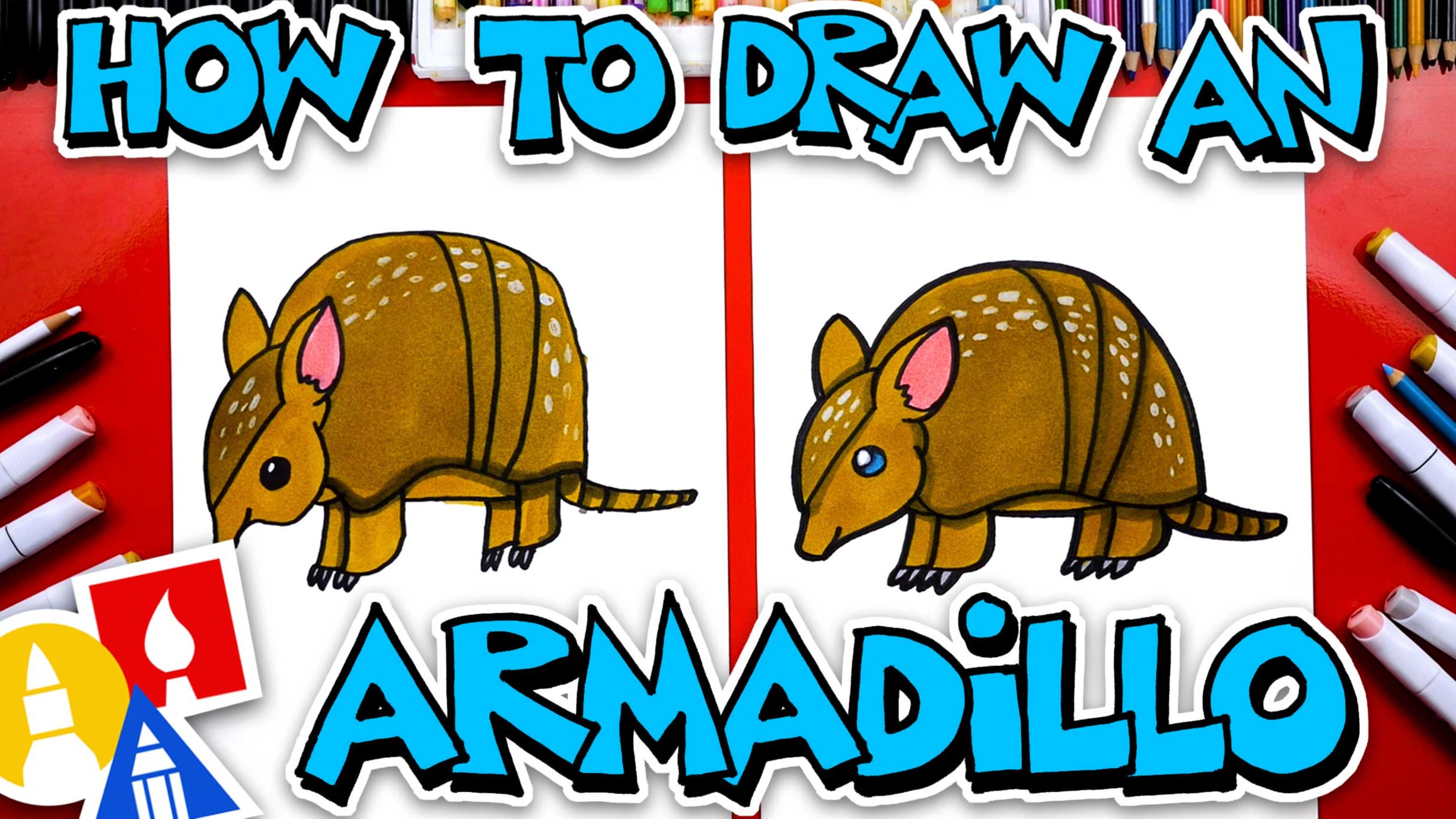 How To Draw An Armadillo | Art For Kids Hub