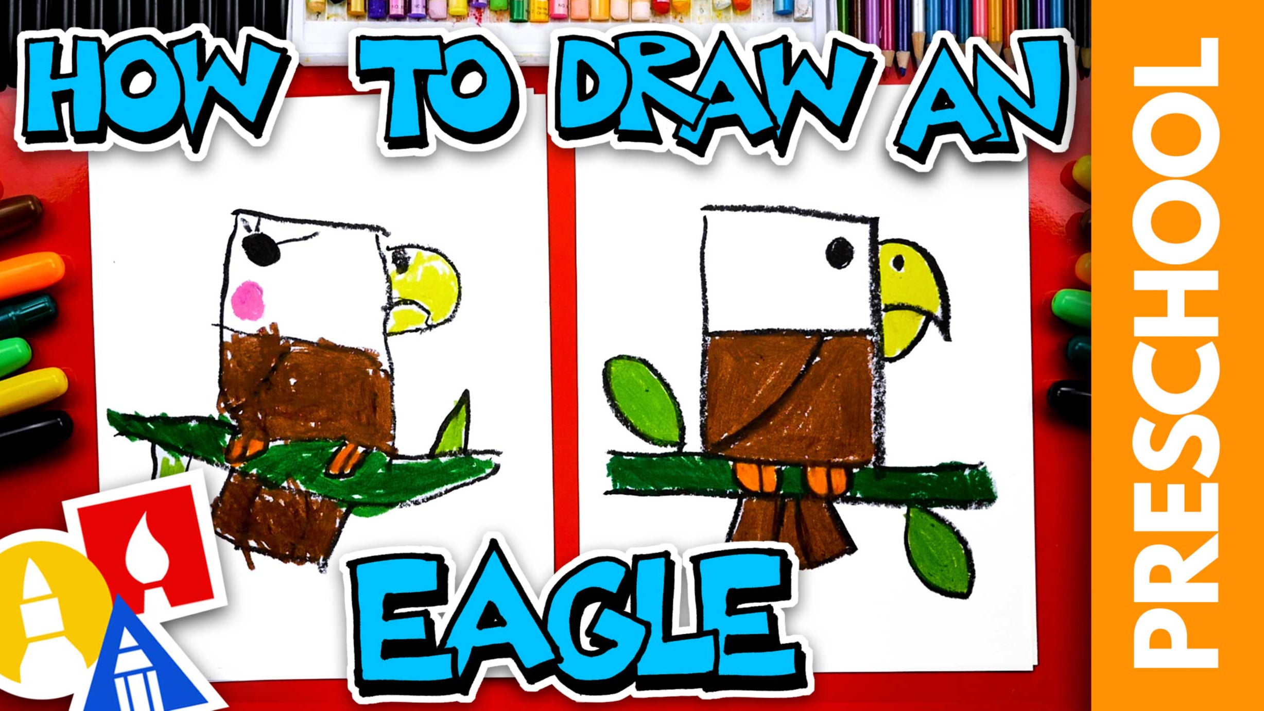 How To Draw An Eagle - Letter E - Preschool | Art For Kids Hub