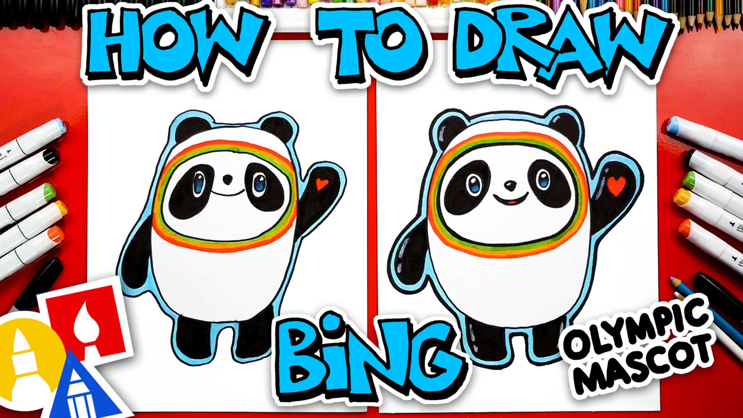 How To Draw Bing Dwen Dwen Winter Olympics Mascot | Art For Kids Hub