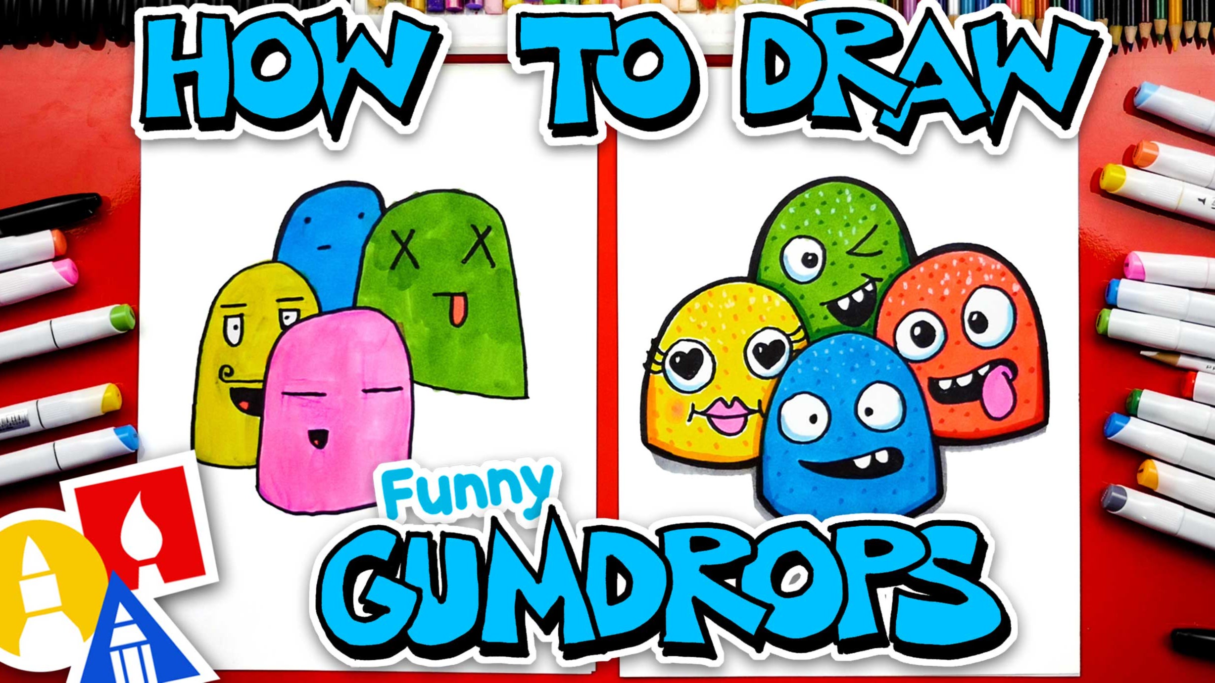How To Draw Funny Gumdrops | Art For Kids Hub