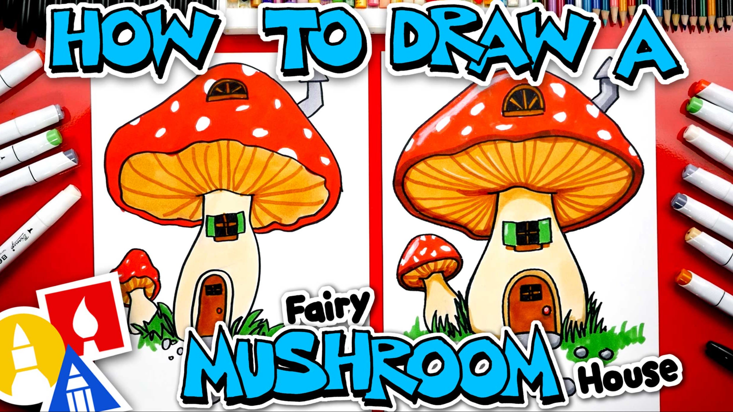 How To Draw A Fairy Mushroom House | Art For Kids Hub