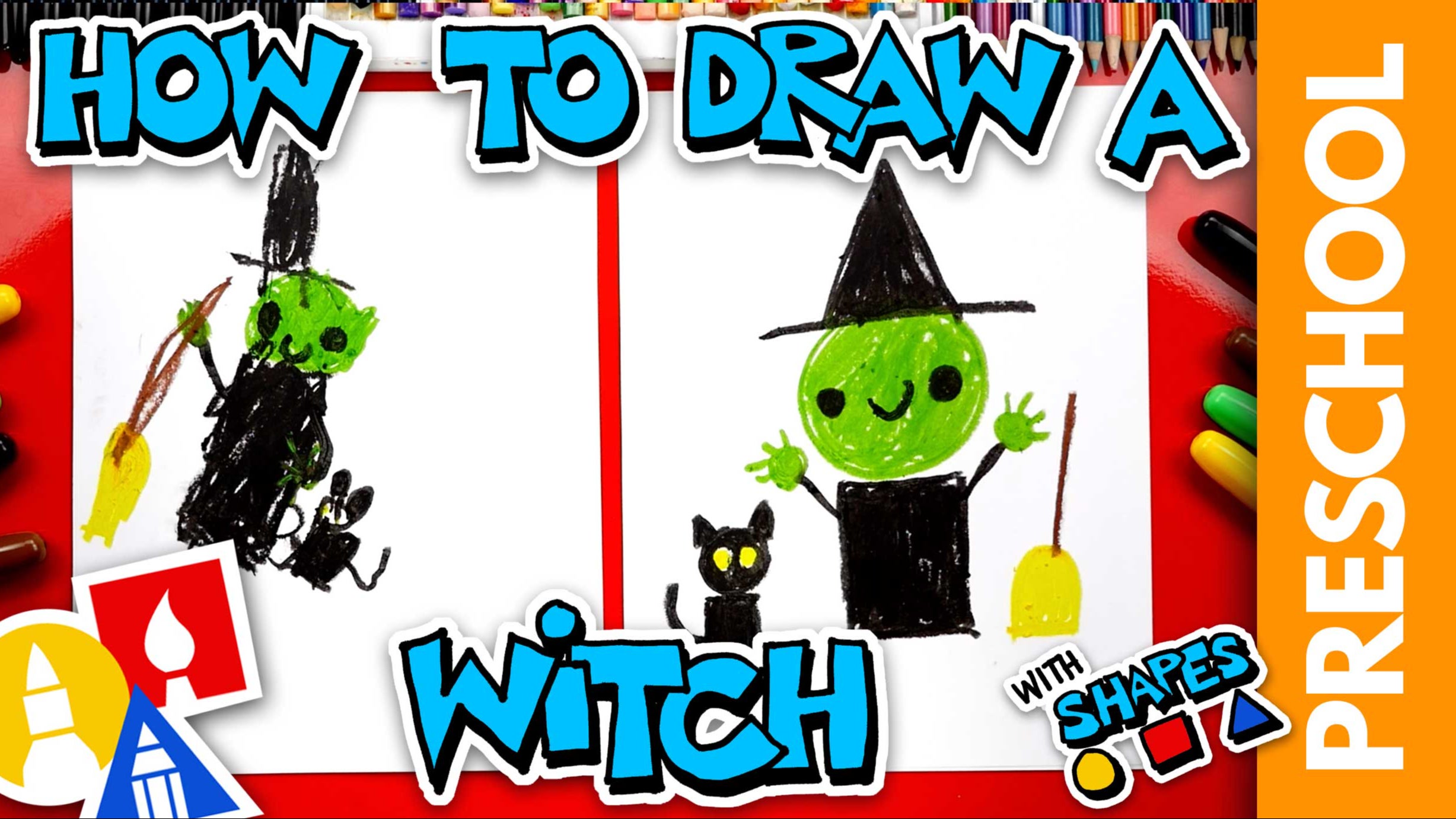 How To Draw A Witch - Preschool | Art For Kids Hub