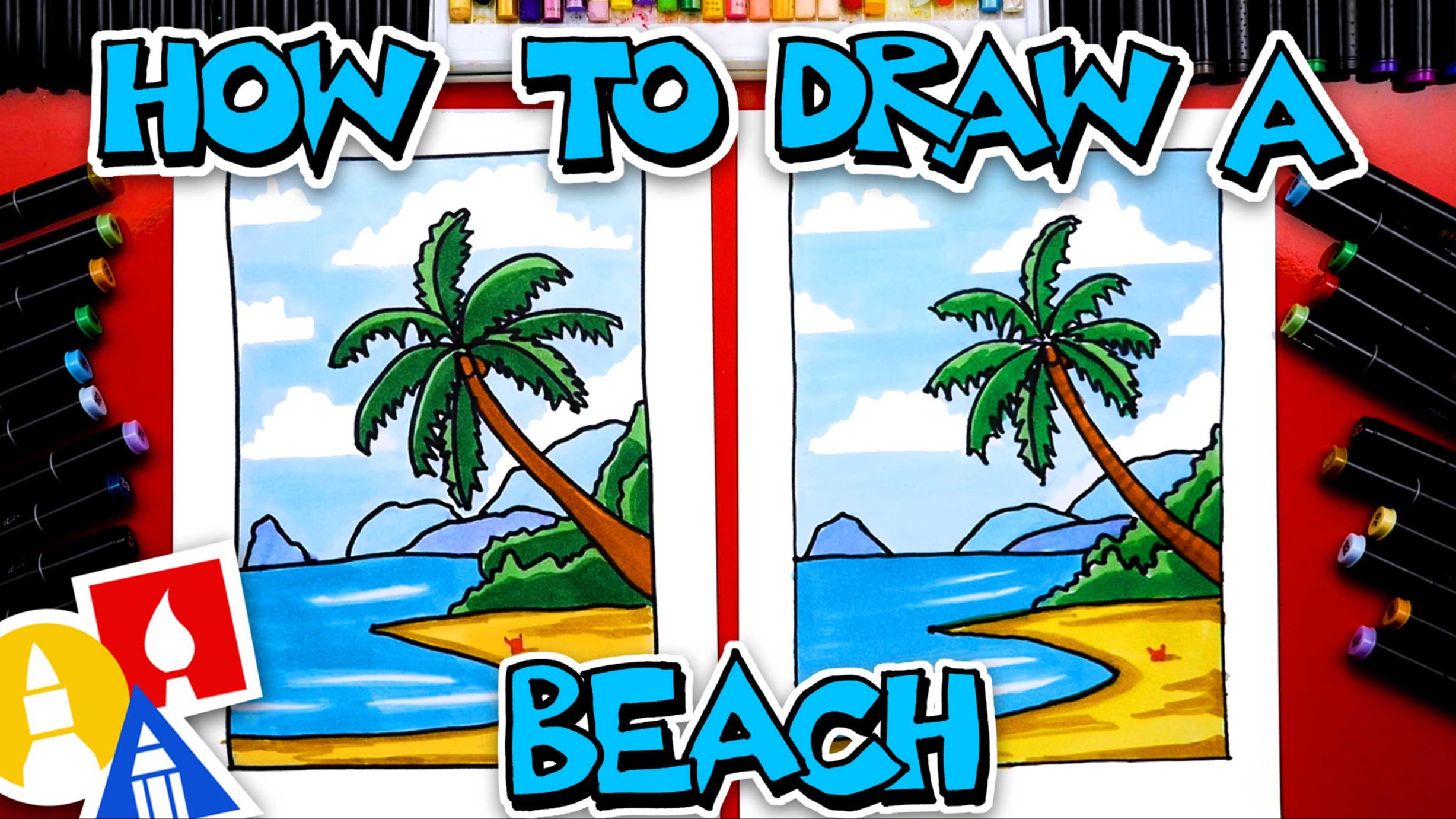 How To Draw A Beach Landscape | Art For Kids Hub