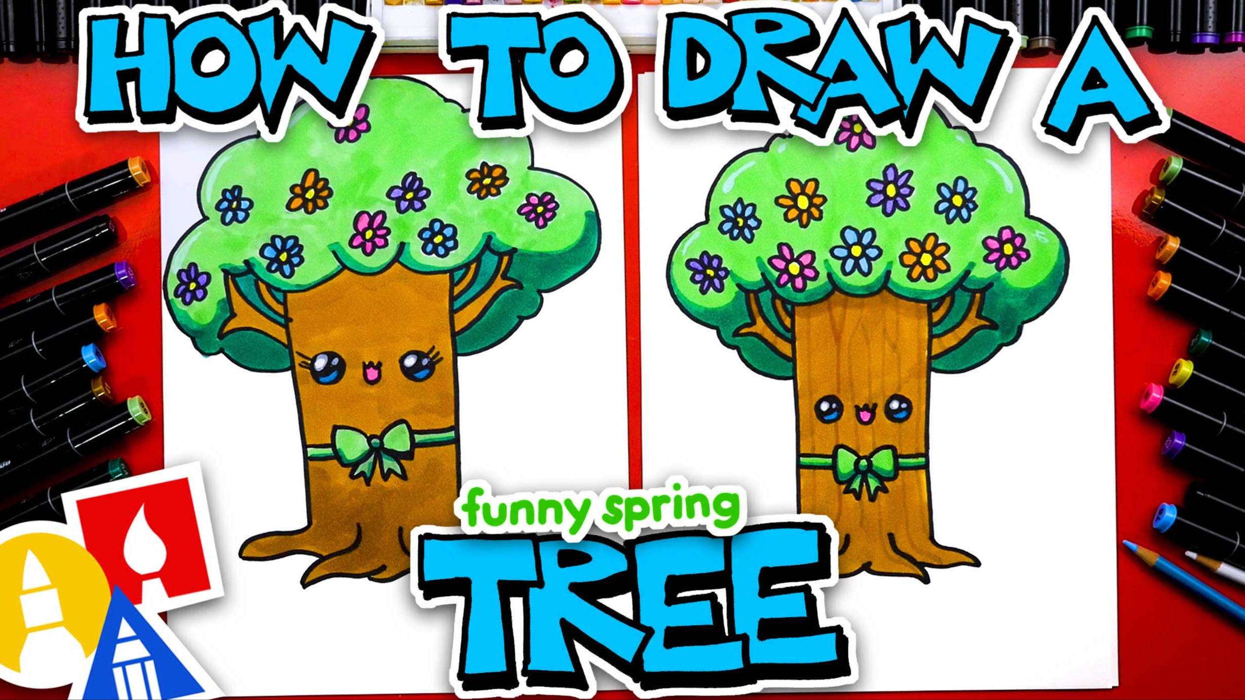How To Draw A Funny Spring Tree | Art For Kids Hub