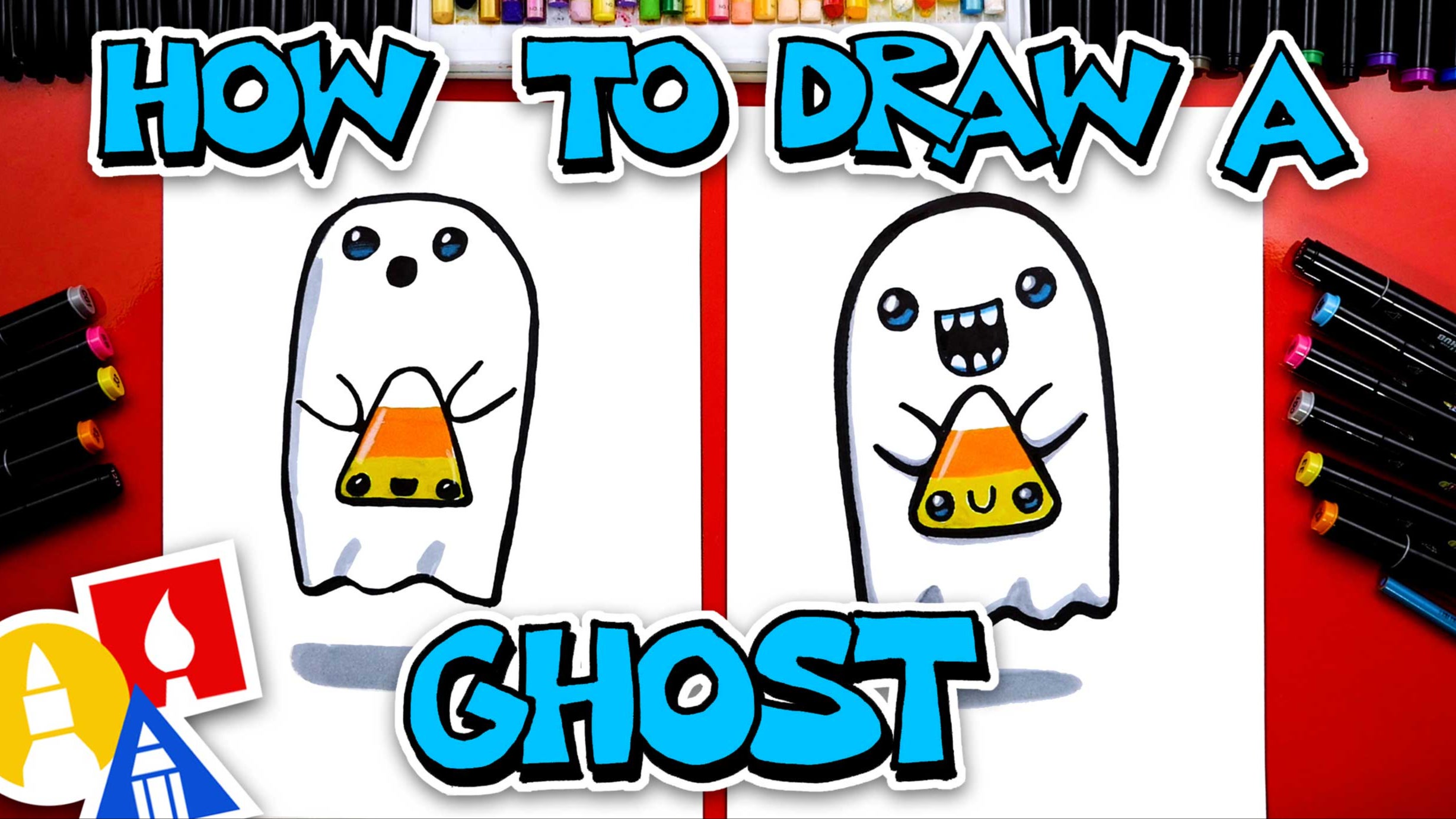 How To Draw A Ghost Holding A Candy Corn | Art For Kids Hub
