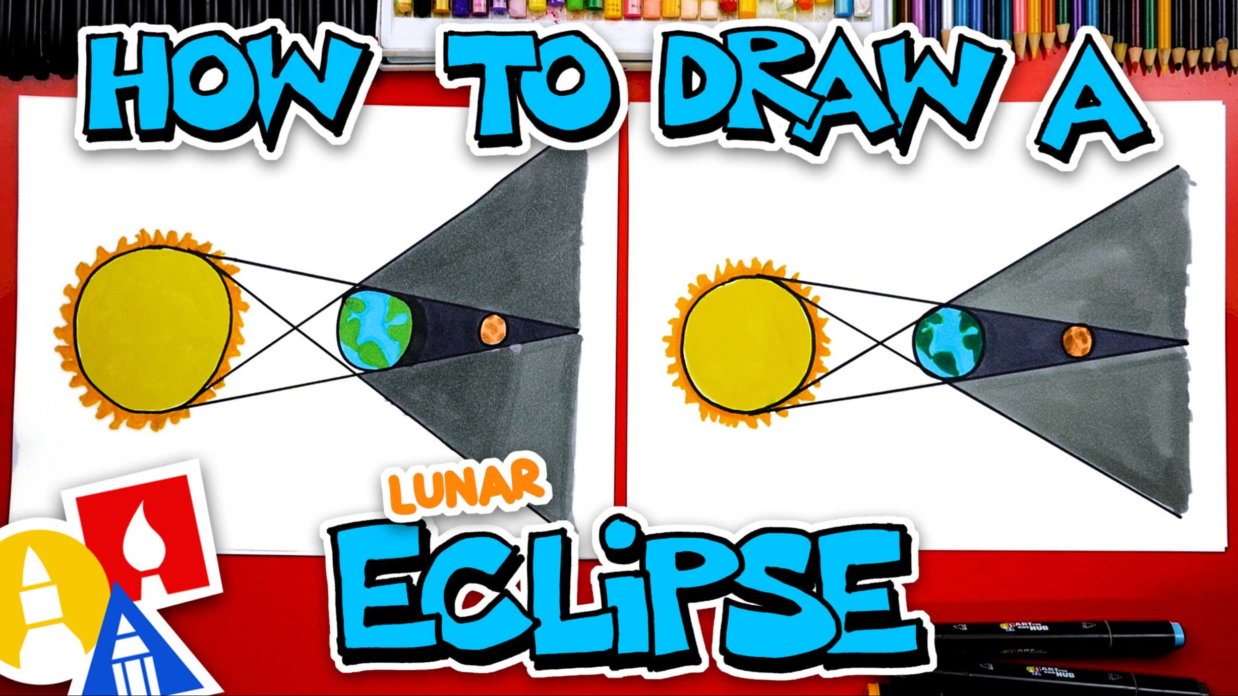 How To Draw A Lunar Eclipse | Art For Kids Hub