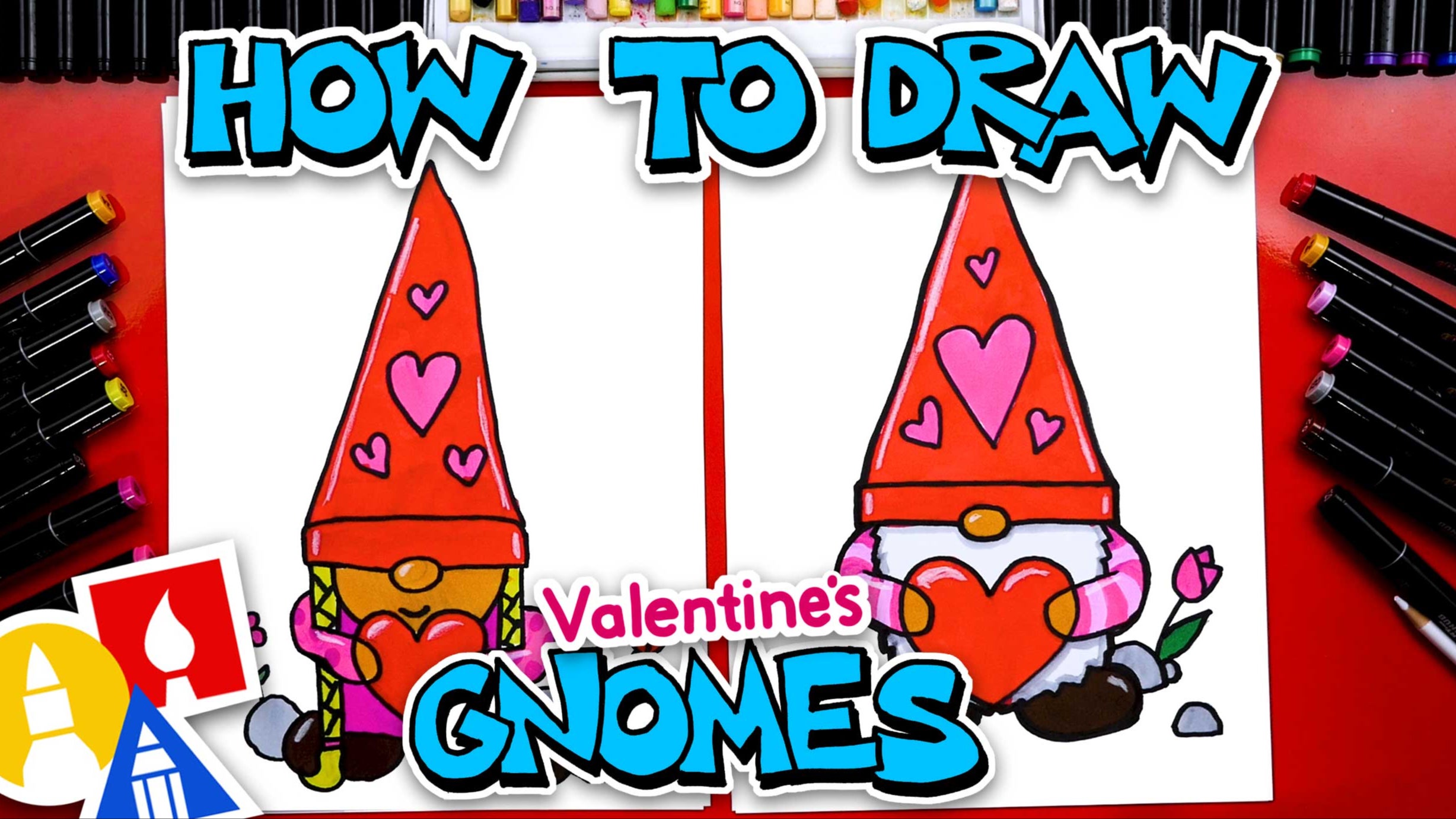 How To Draw A Valentine's Gnome | Art For Kids Hub