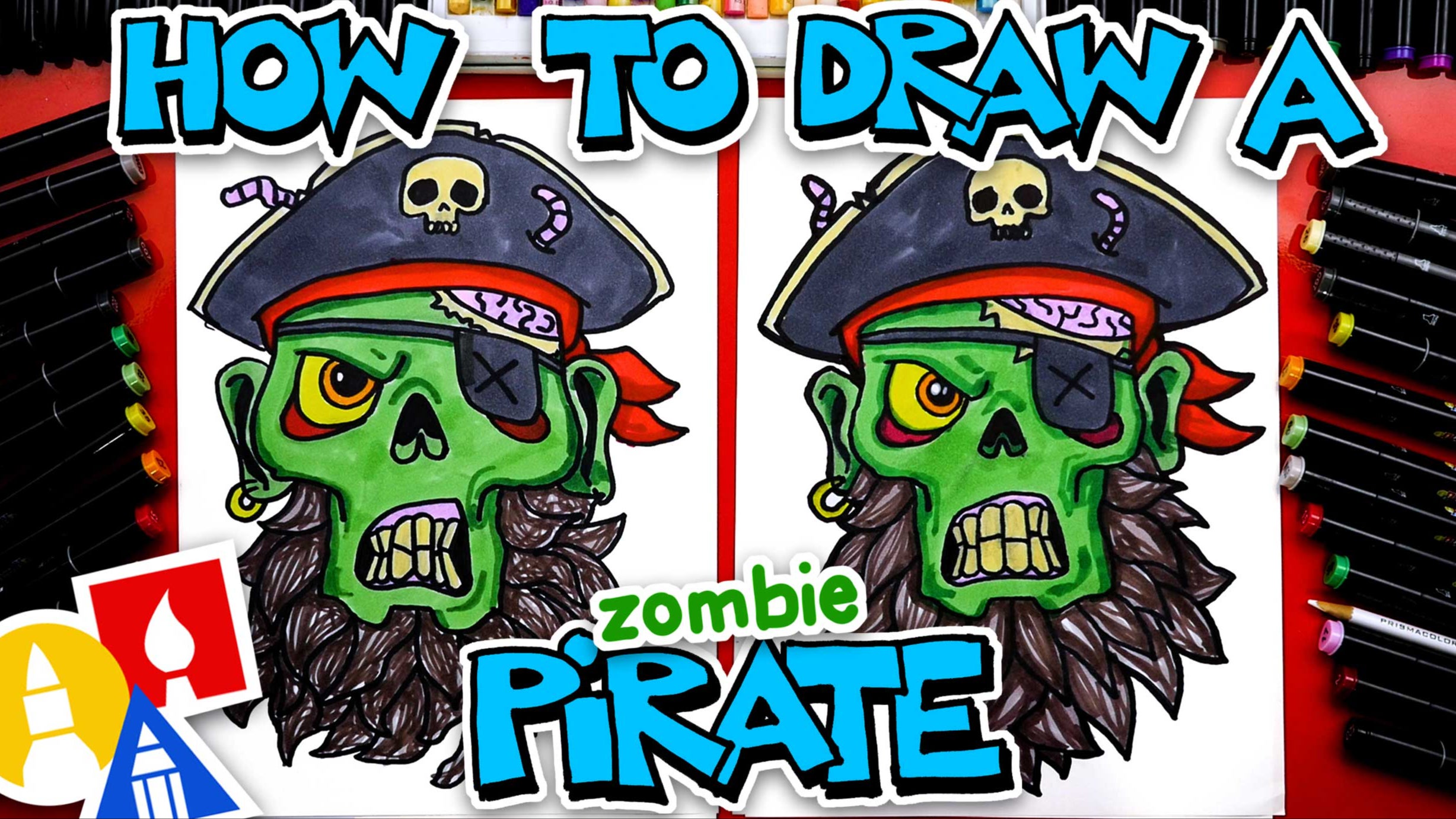 How To Draw A Zombie Pirate | Art For Kids Hub