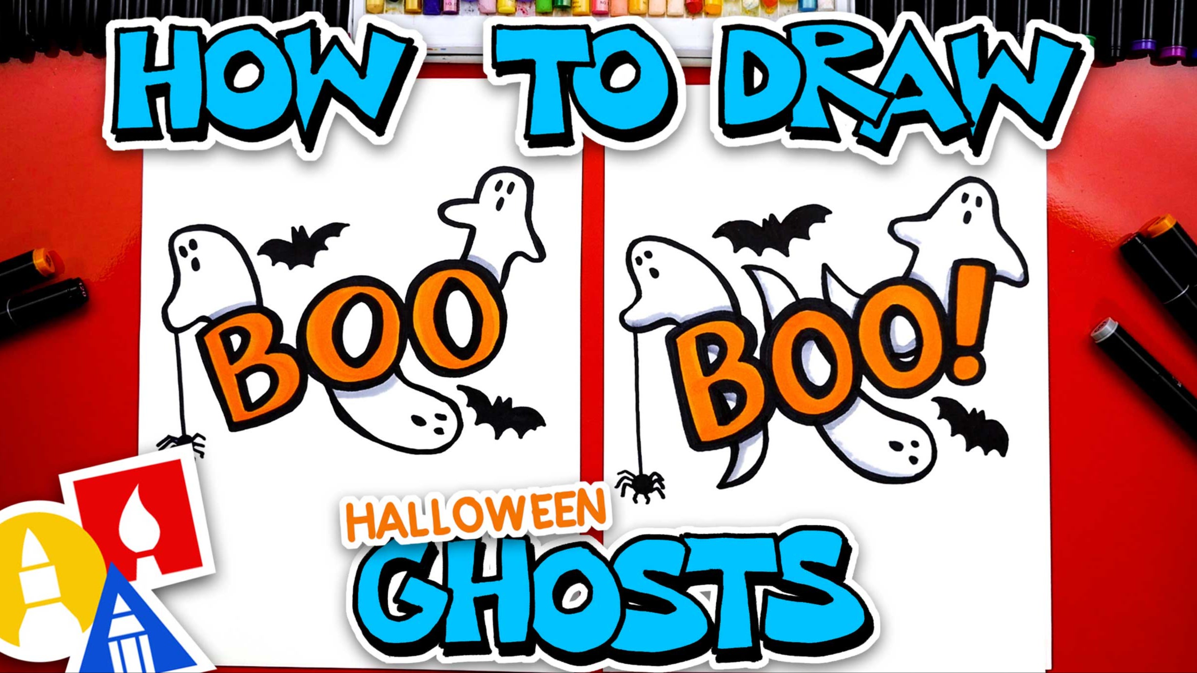 How To Draw Boo With Ghosts | Art For Kids Hub
