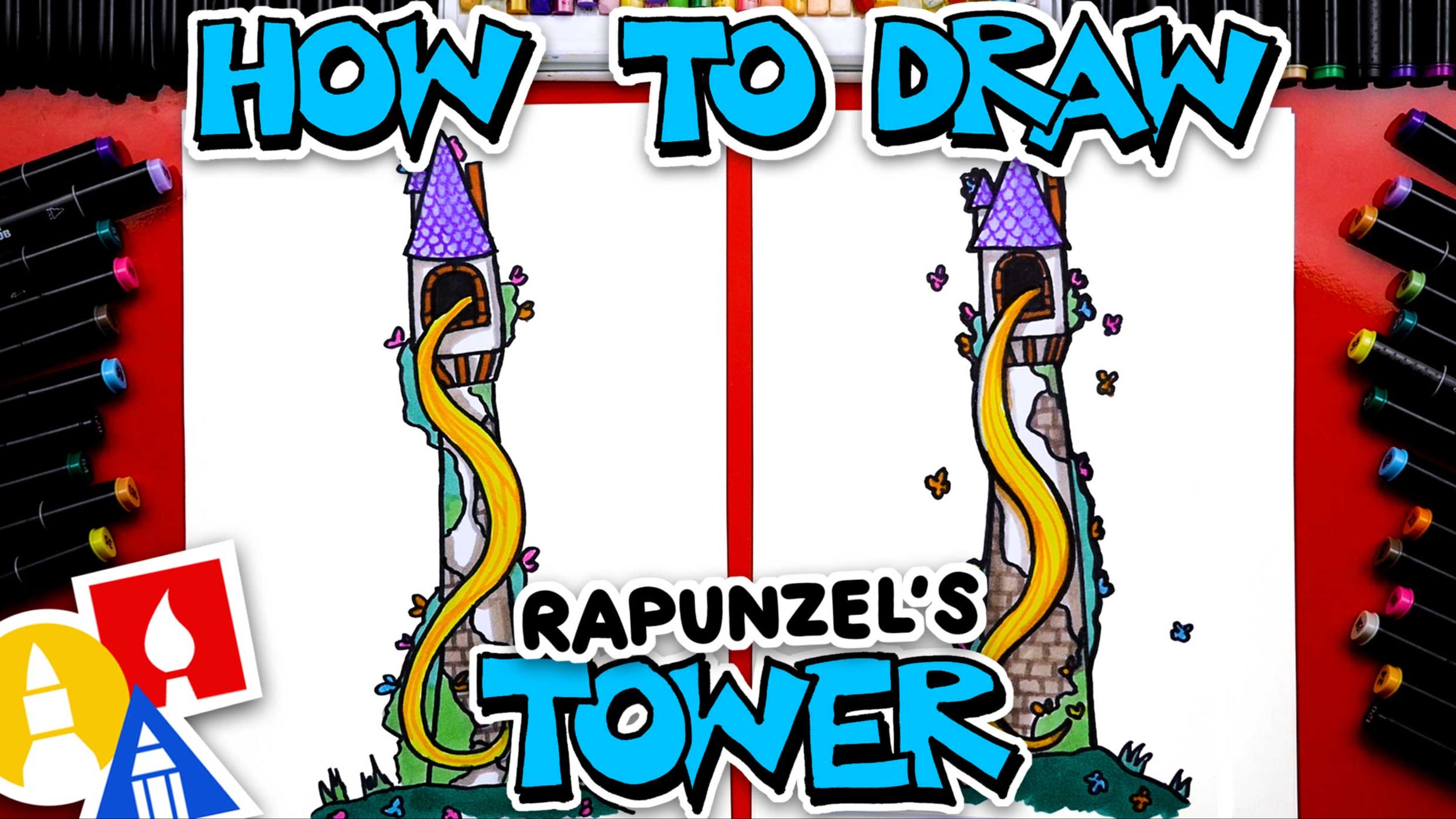 How To Draw Rapunzel's Tower | Art For Kids Hub