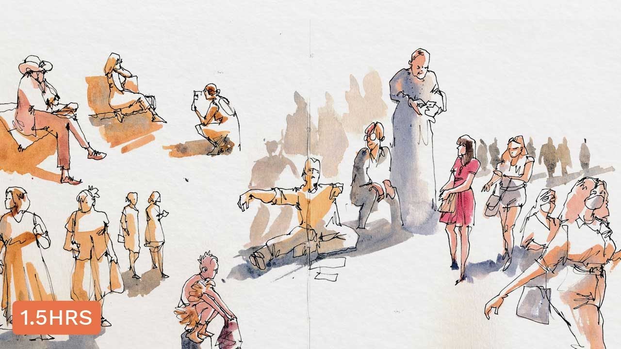 Urban Sketching - Painting Crowds with Ink and Watercolour