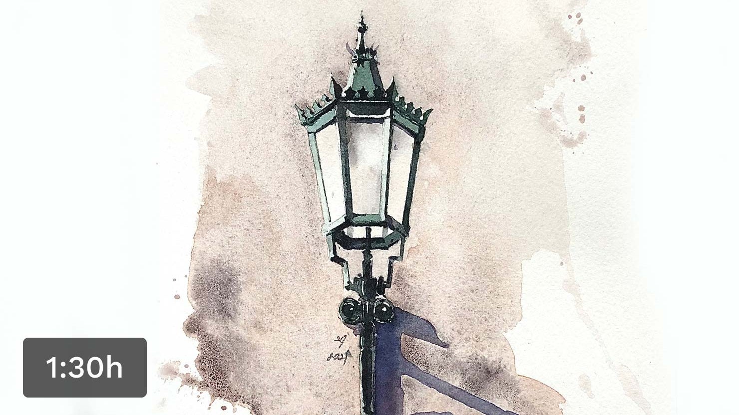 Plein Air Watercolour Painting of Street Lamps | Etchr Studio
