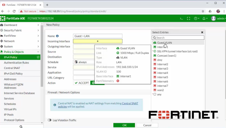 Fortinet: How to Setup a VLAN Interface on a FortiGate