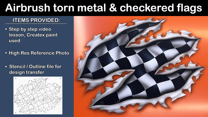 How to airbrush torn metal and a checkered flag | Airbrush University
