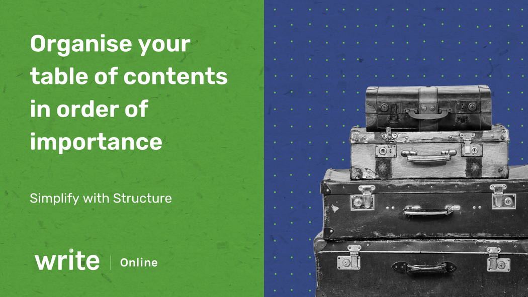 Writing structure | Table of contents | Ordering information