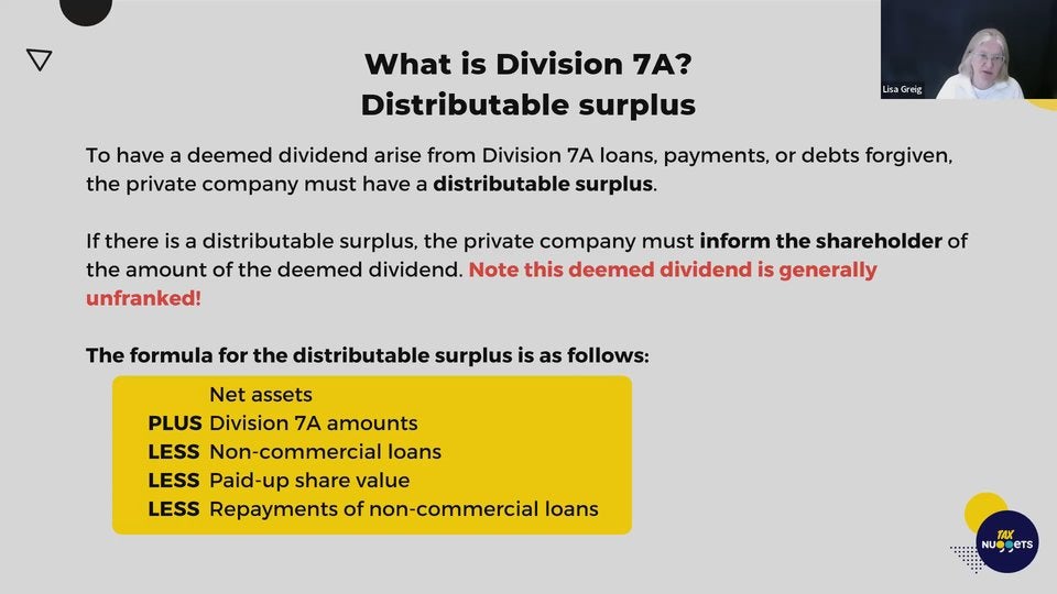 Replay: Back to Basics on Division 7A - Tax Nuggets Academy | Tax ...