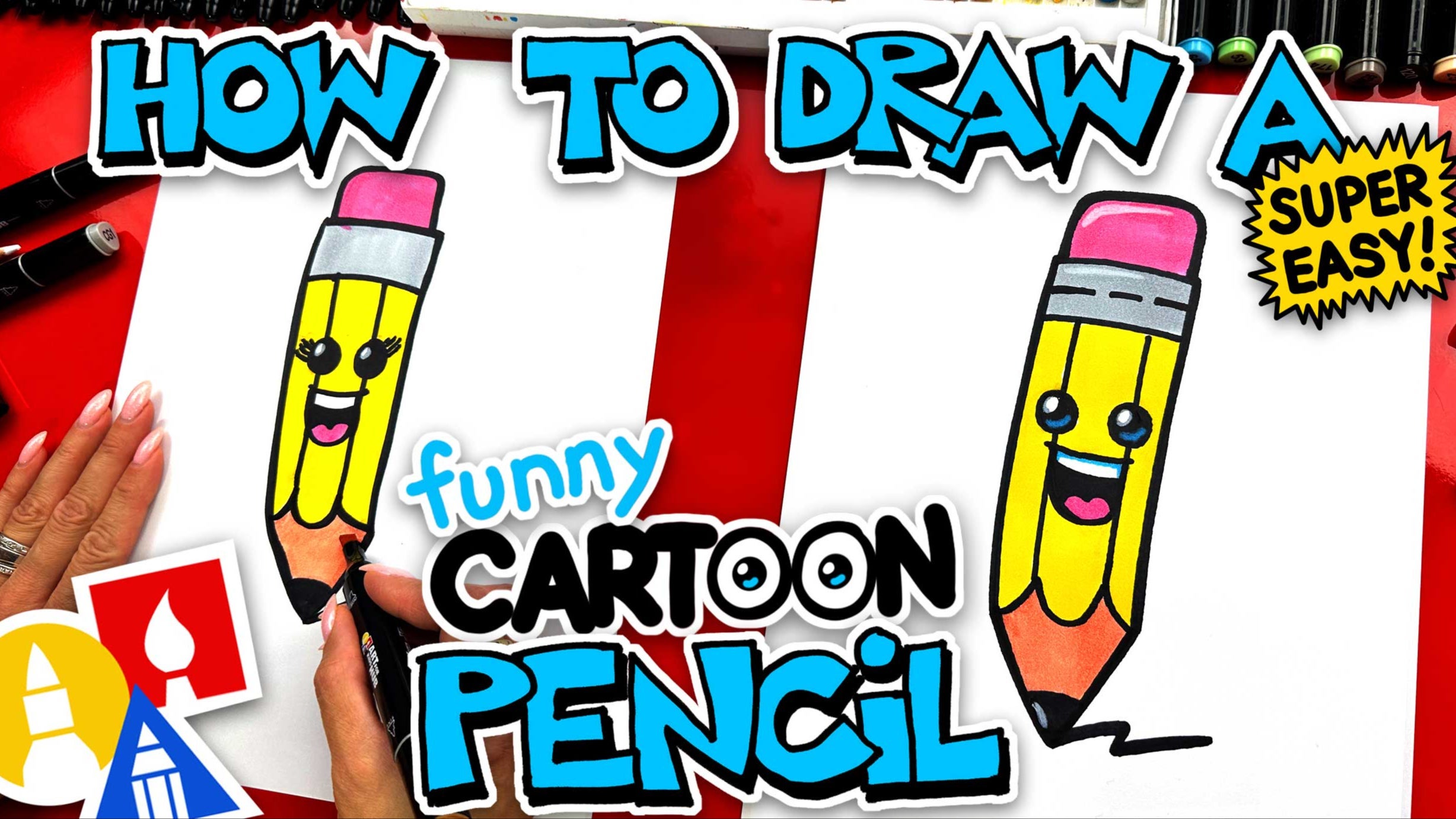 How To Draw A Funny Cartoon Pencil | Art For Kids Hub