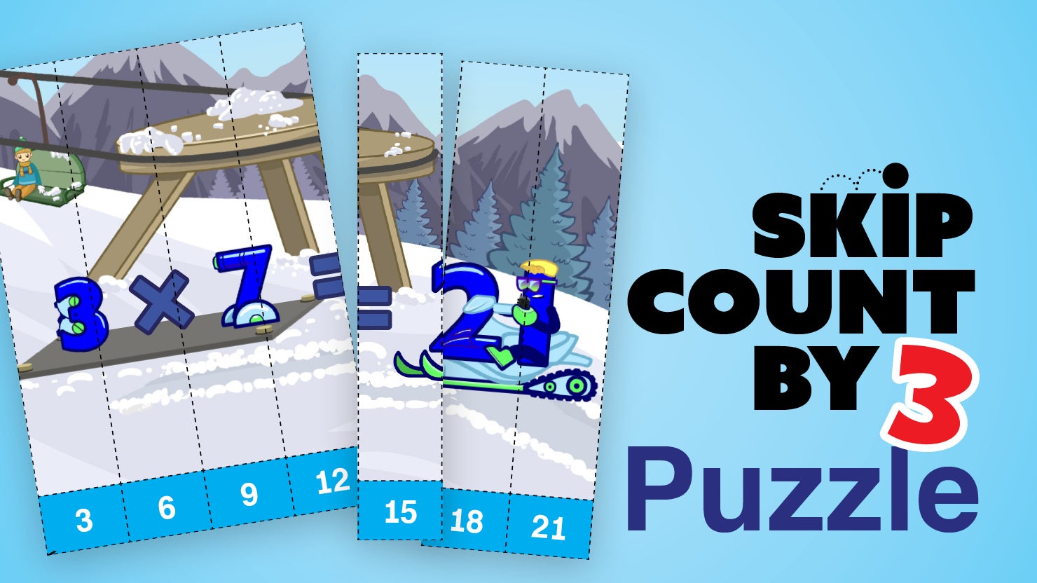 Skip Count By 3 Puzzle | Meet the Math Facts "3x7=21"