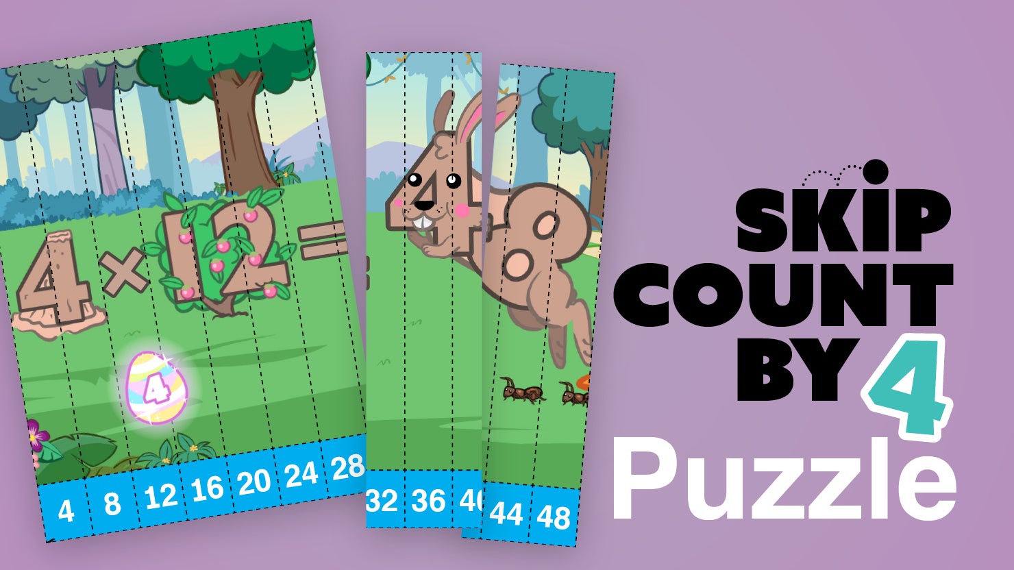 Skip Count By 4 Puzzle | Meet the Math Facts "4x12=48"
