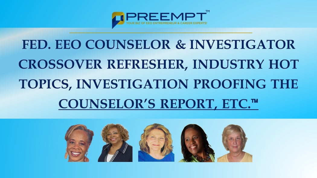 New $199 Refresher Training - Federal EEO Counselor & Investigator ...