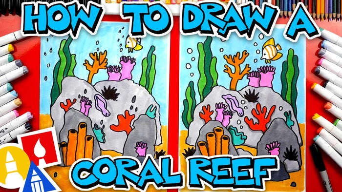 corals drawing step by step