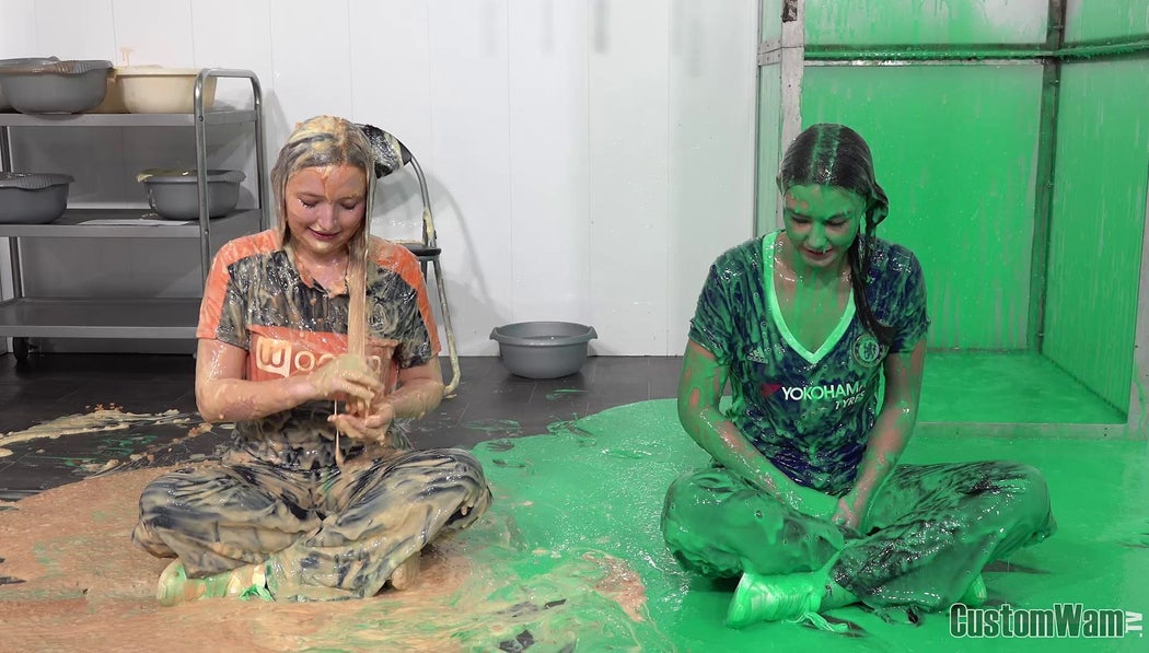 Gunged and Messy Girls in Football Gear